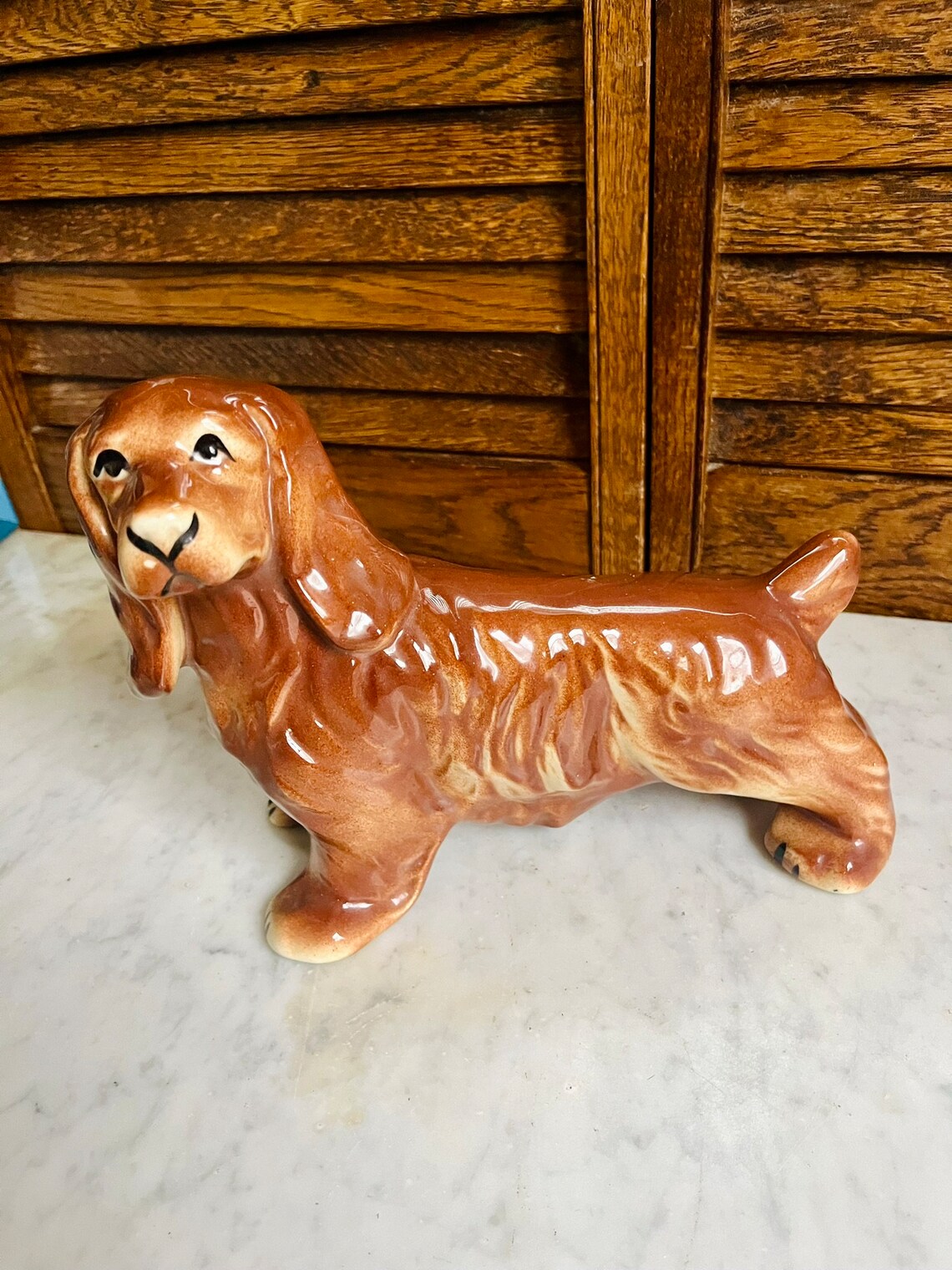 Vintage Ceramic Spaniel Dog Figurine, Sweet Face, Brown Red, 7 X 8 ...