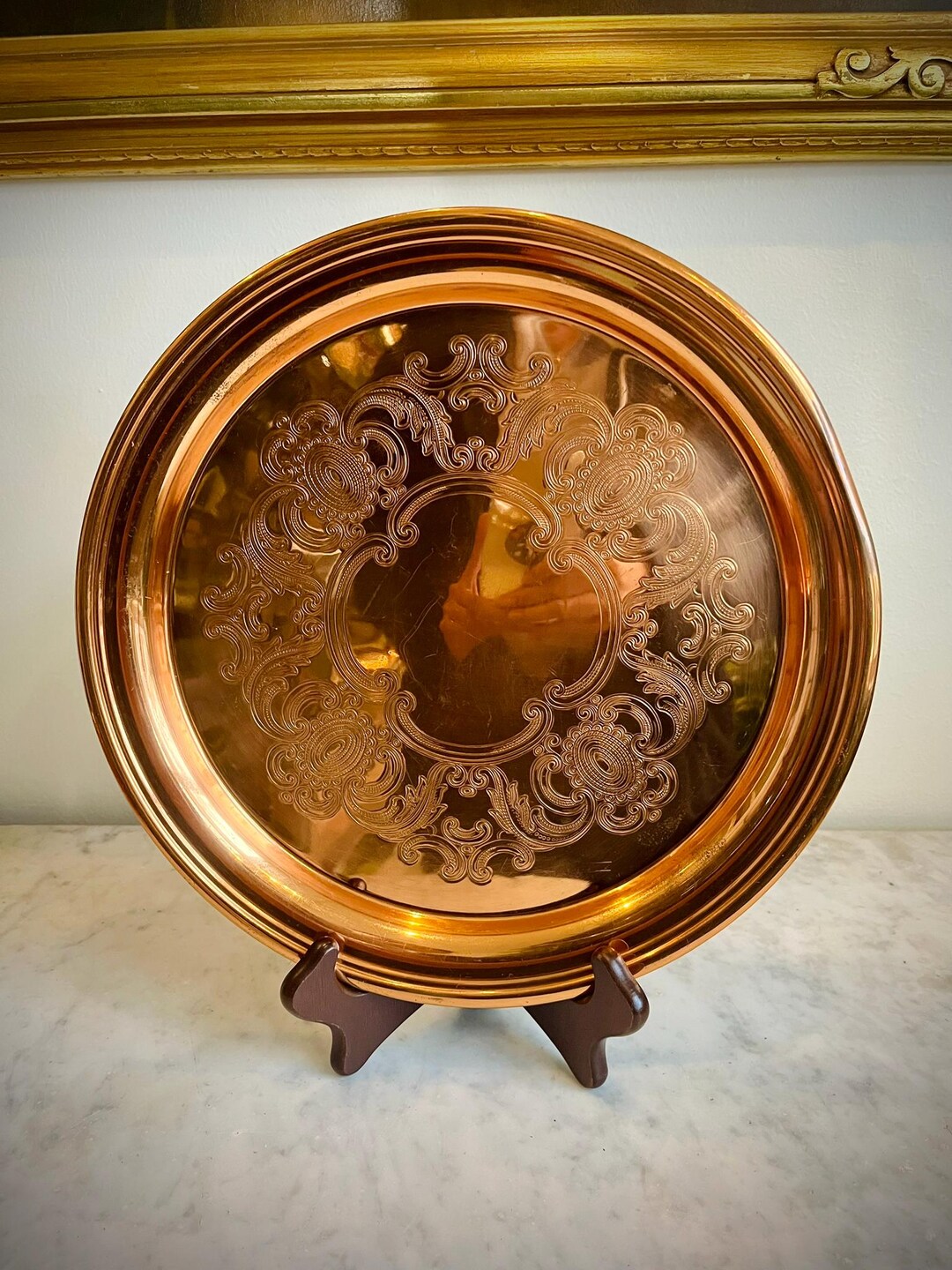 Vintage Coppercraft Guild Copper Serving Tray Embossed Design - Etsy
