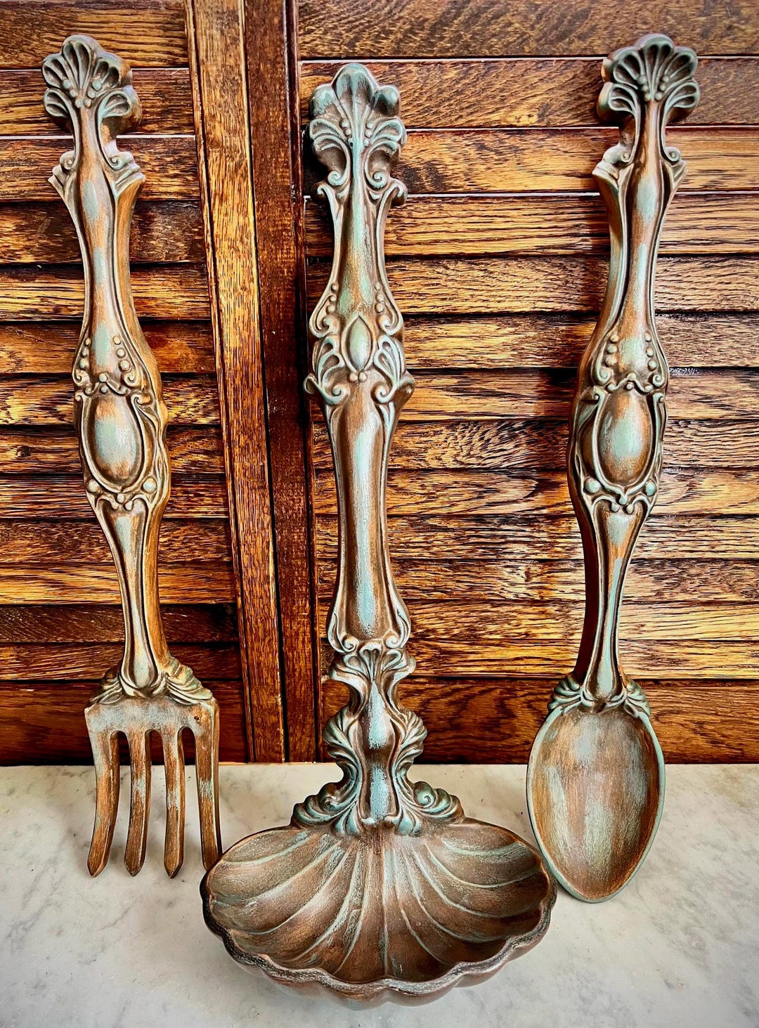 Vintage Large Spoon Fork Ladle Ceramic Wall Hanging Kitchen Decor Set ...