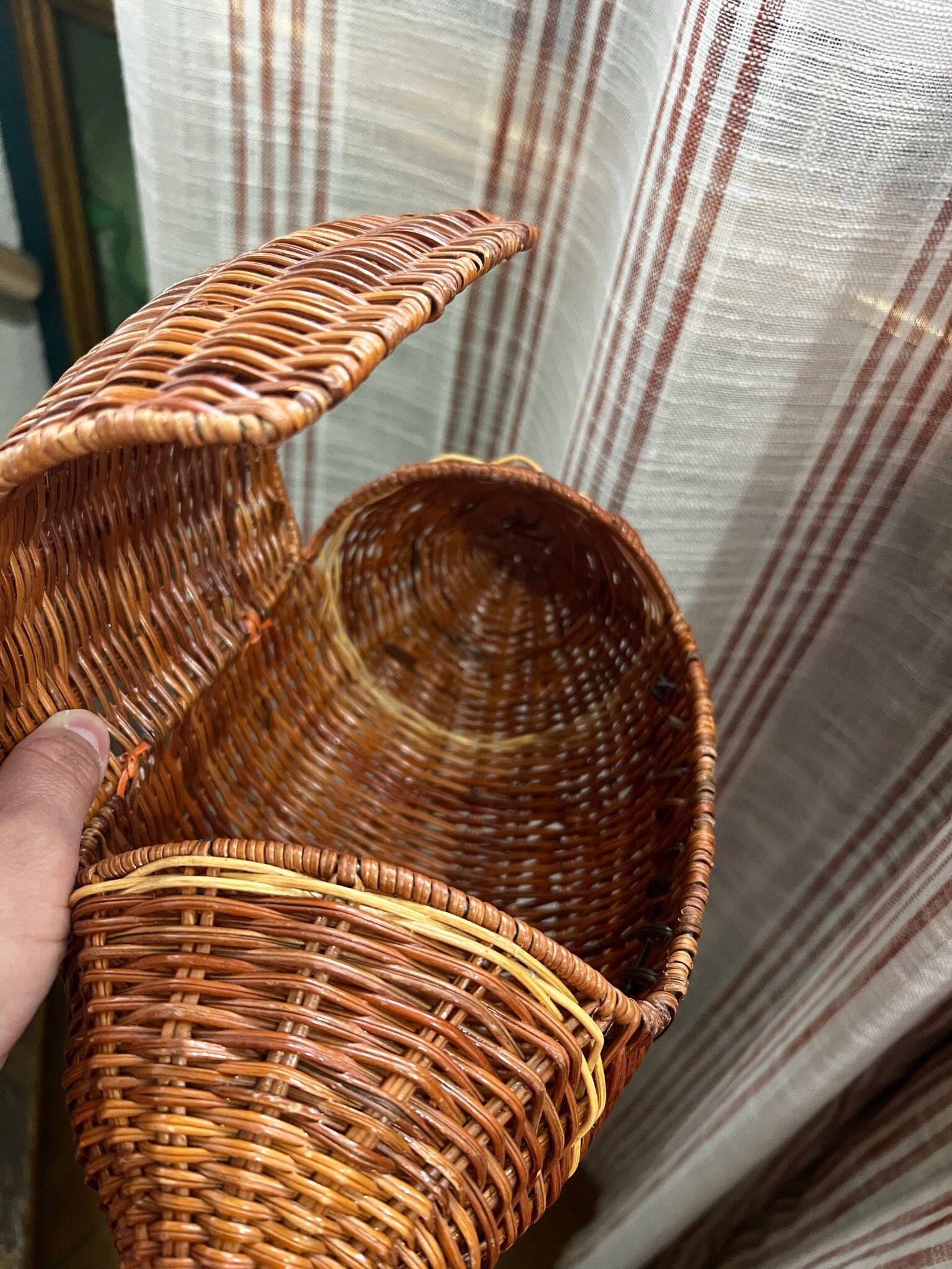 Vintage Football Shaped Rattan Basket - Etsy