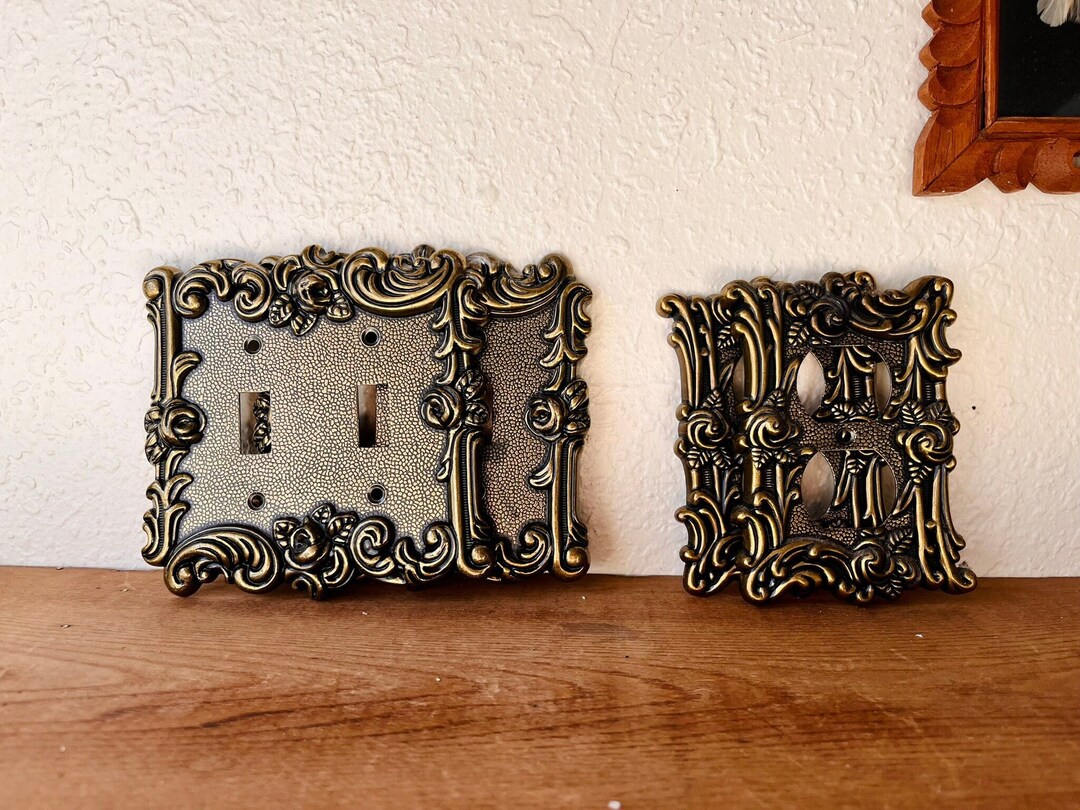 Vintage Light Switch Double Cover and Outlet Cover Metal/brass by Amer ...