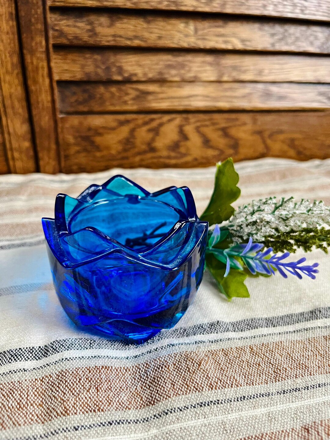 Turquoise Votive Holder With Floral Edge Design - Etsy