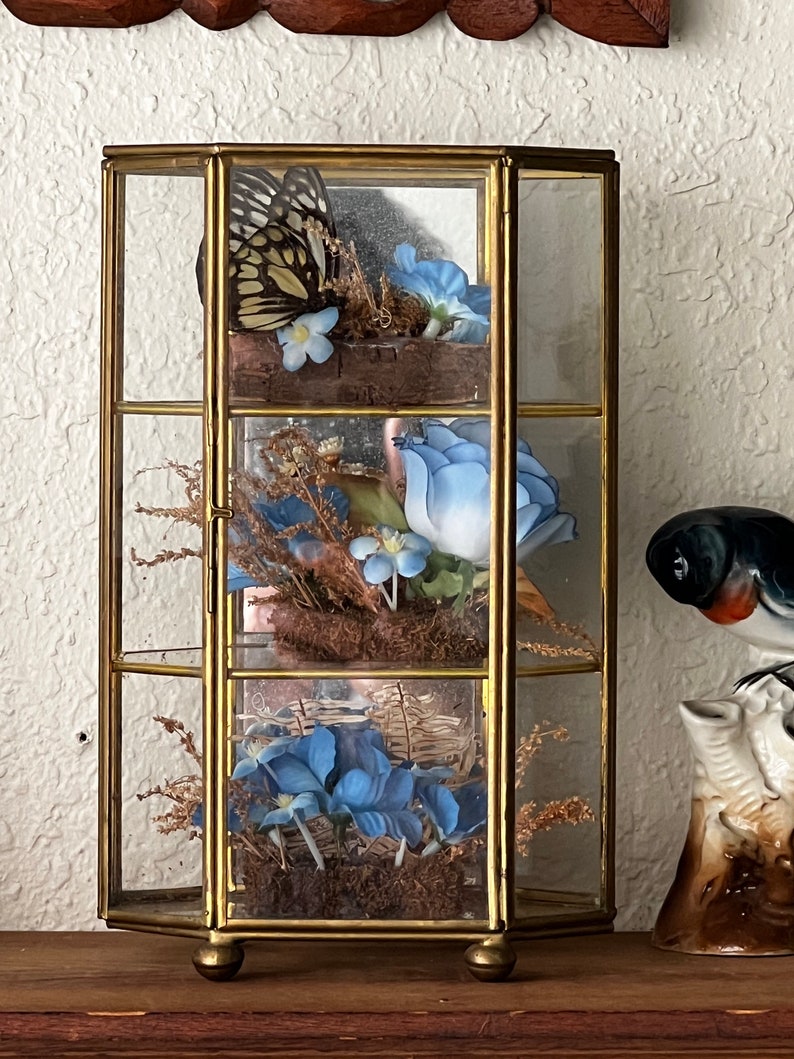 Vintage Mini Curio Cabinet With Butterflies/flowers - Etsy