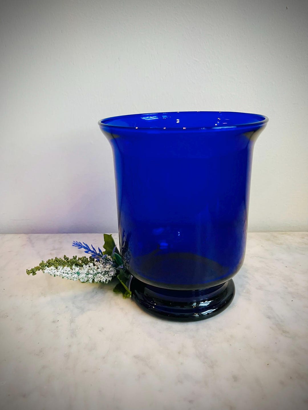 Vintage Cobalt Blue Glass Candle Holder or Vase - Etsy