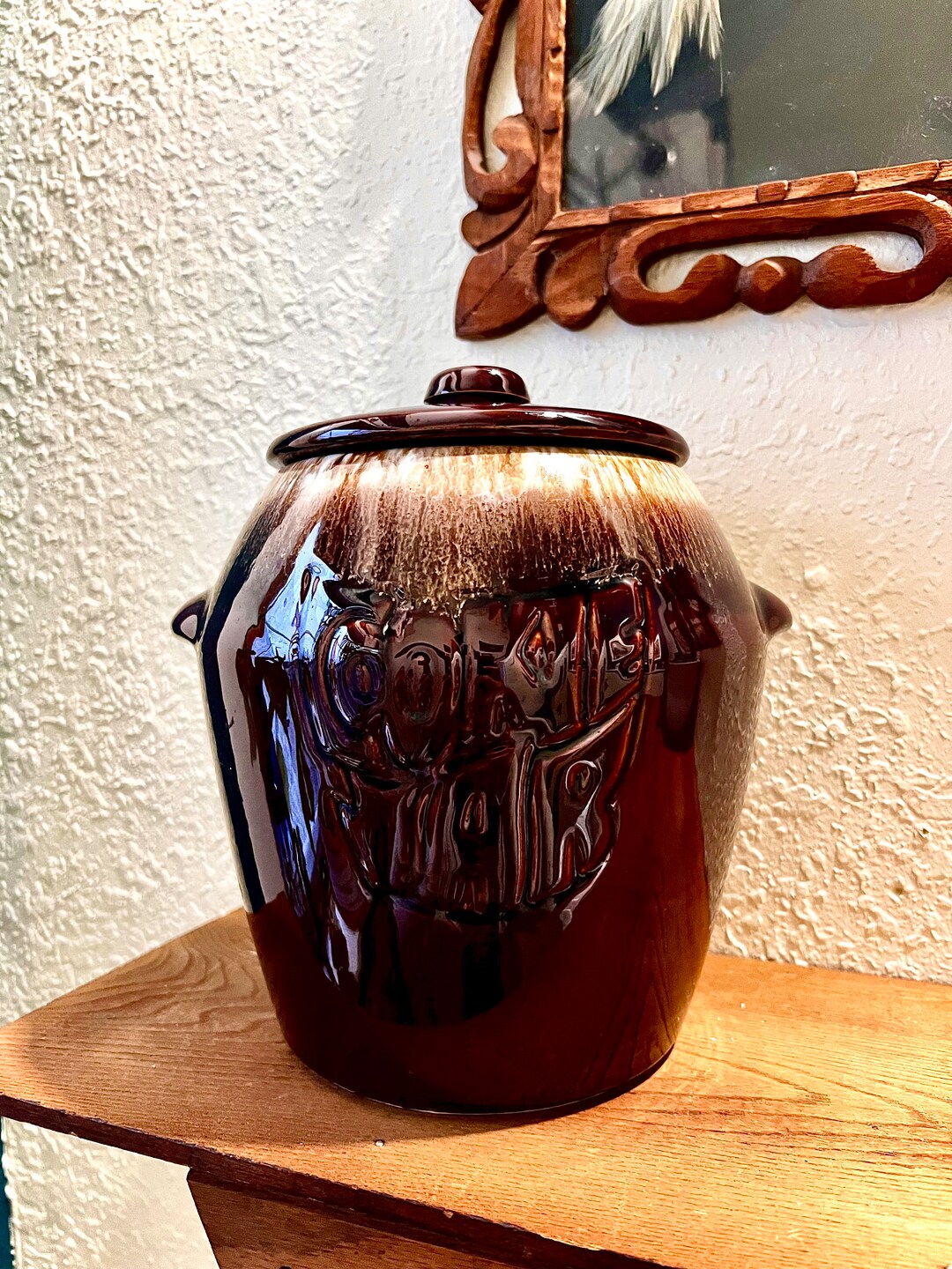 Vintage Mccoy Brown Dipped Cookie Jar - Etsy