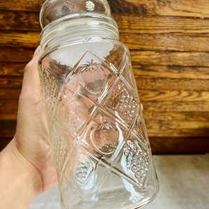 Vintage Fruit Pattern Clear Glass Jar - Etsy