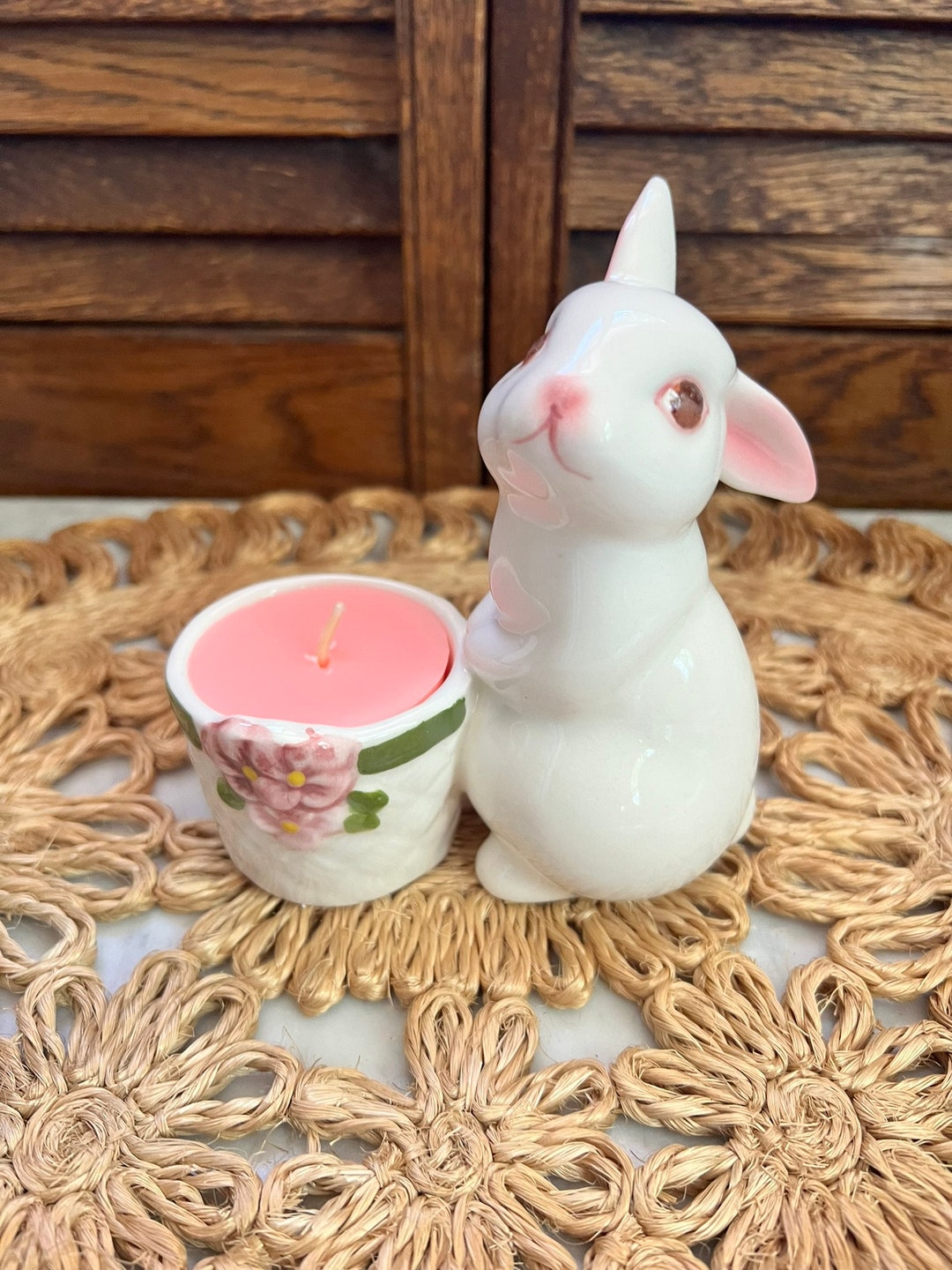 Vintage Ceramic Bunny Votive Candle Holder - Etsy