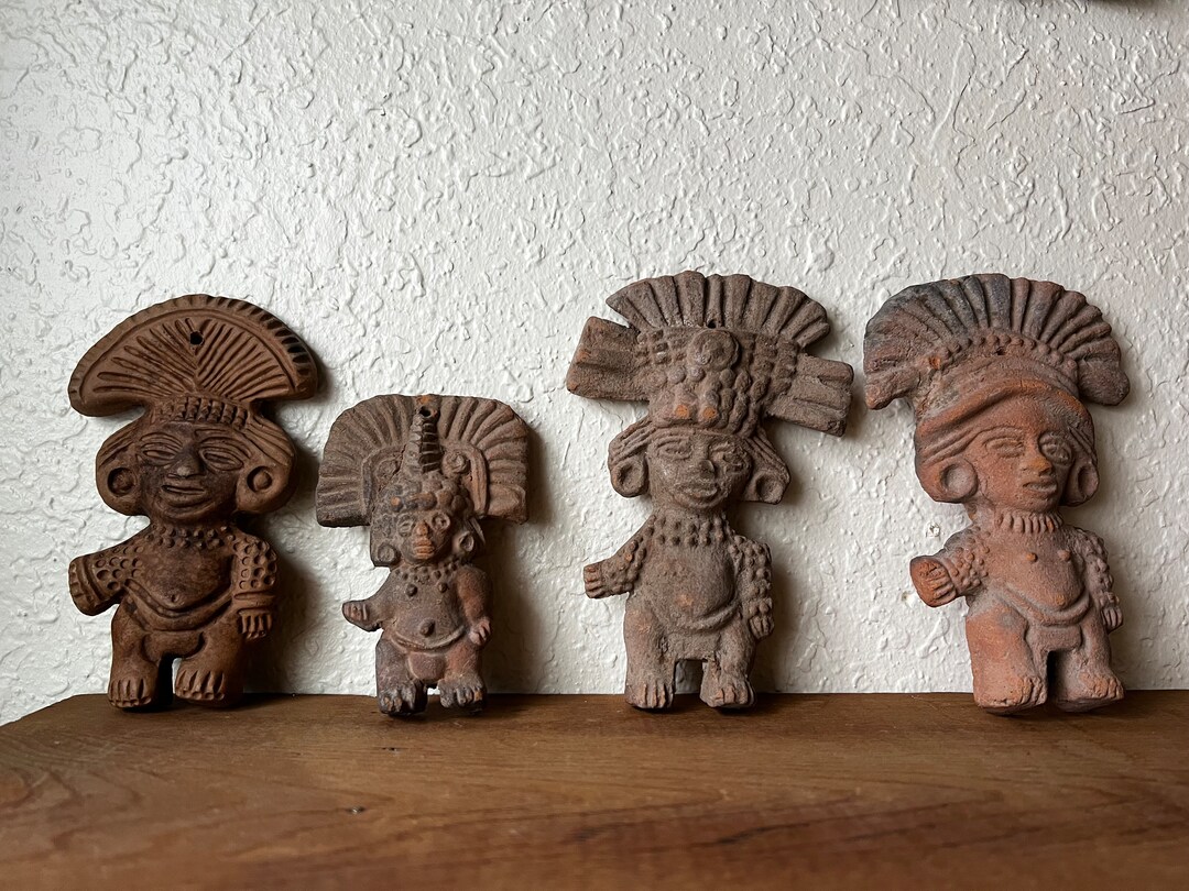 Antique Mexico Aztec Mayan Clay Figures Pottery - Etsy
