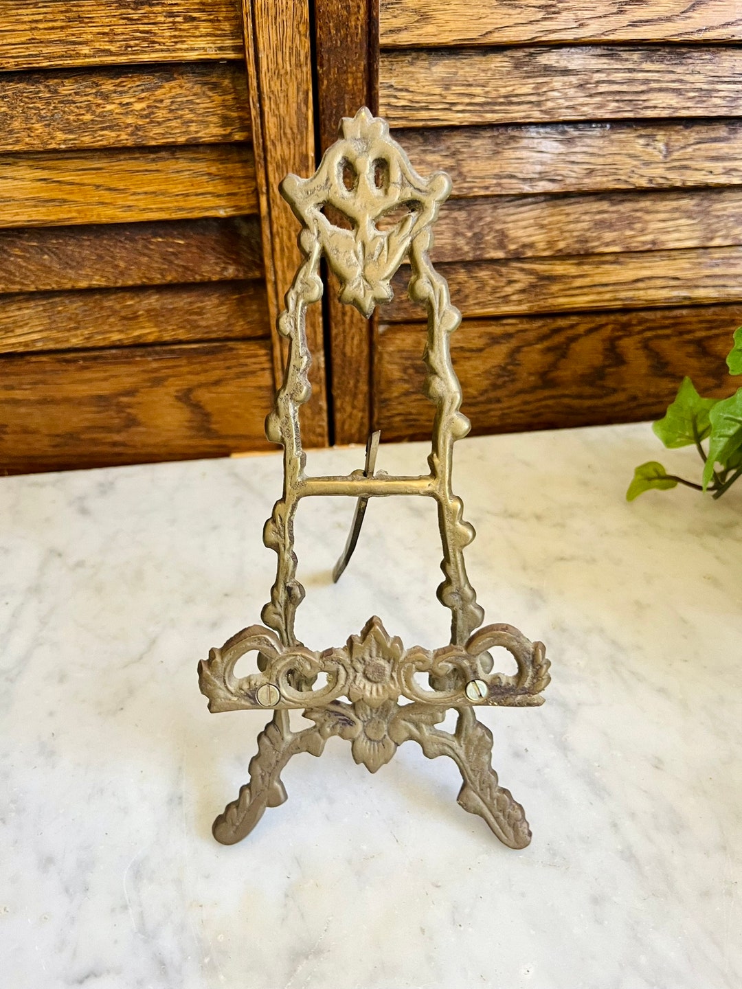 Vintage Ornate Brass Easel Stand With Acorn Detail - Etsy