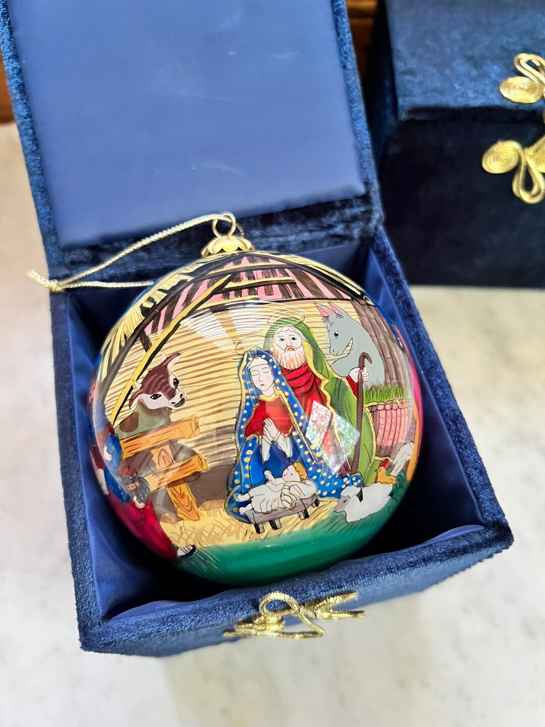 2003 Pier 1 Li Bien Hand-painted Nativity Manger Scene & 3 Wise Men ...