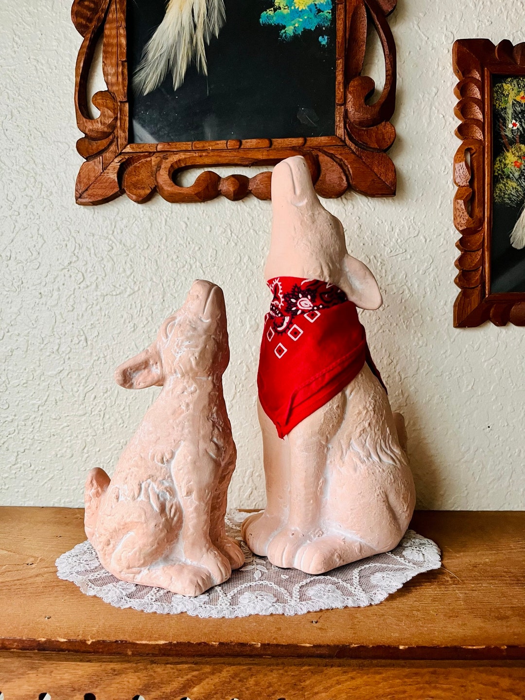 Vintage Terracotta Coyote Figures - Etsy