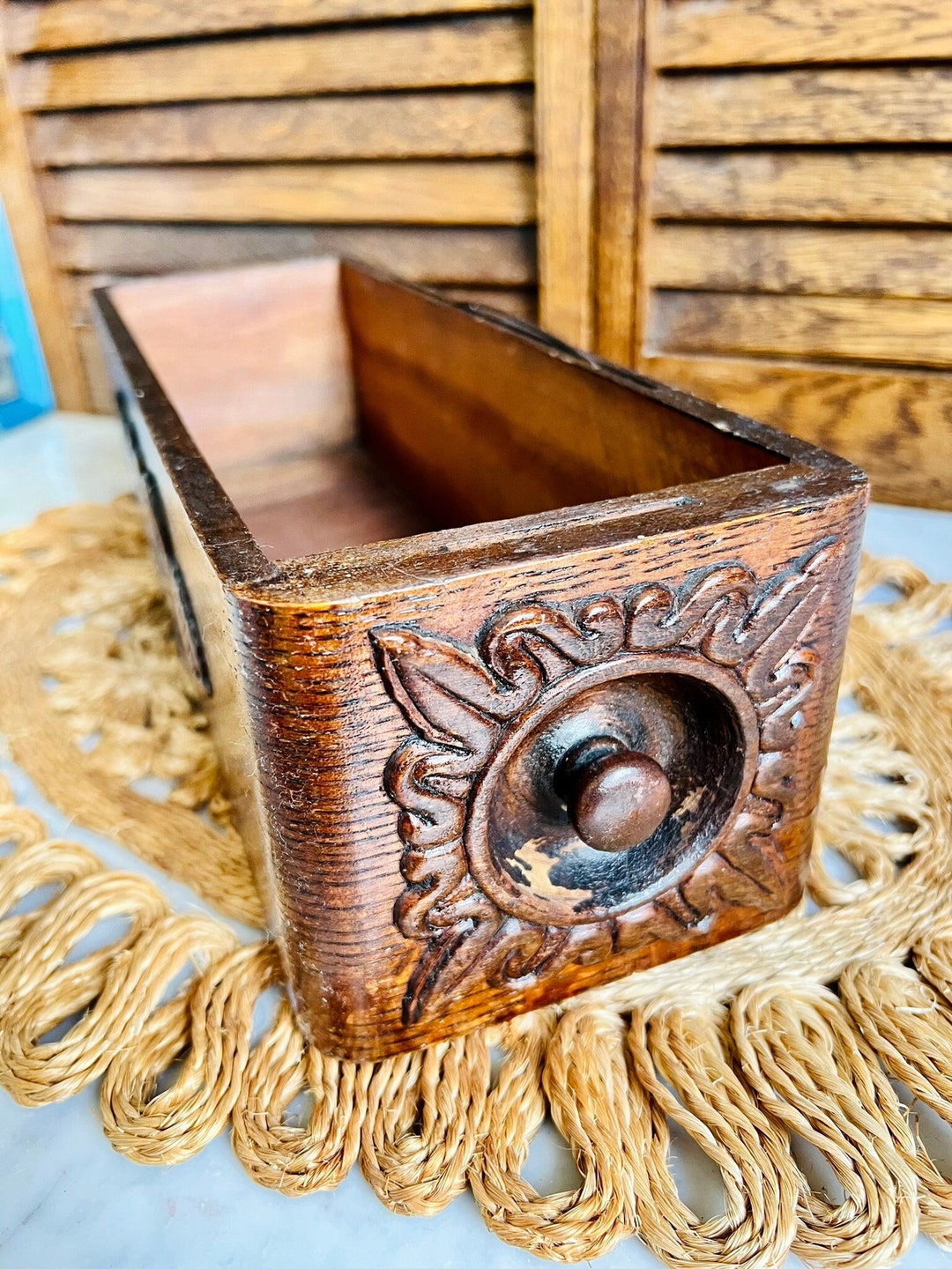 Vintage Primitive Sewing Machine Box - Dark Stain Trinket Holder - Etsy