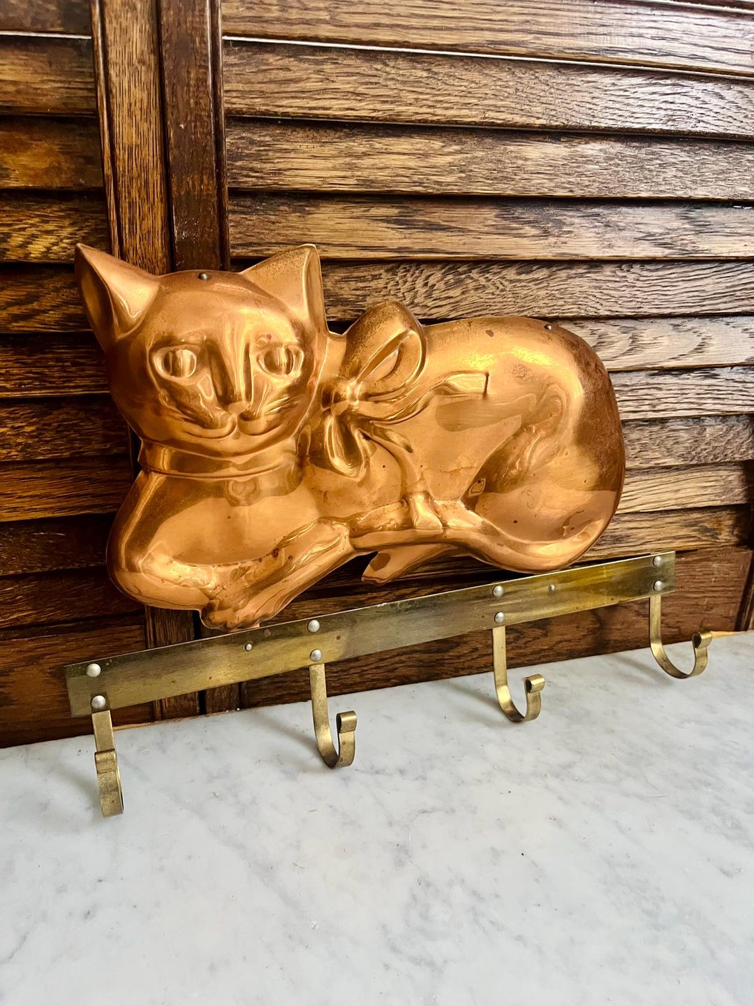 Vintage Copper Cat Wall Hanging With Hooks - Etsy