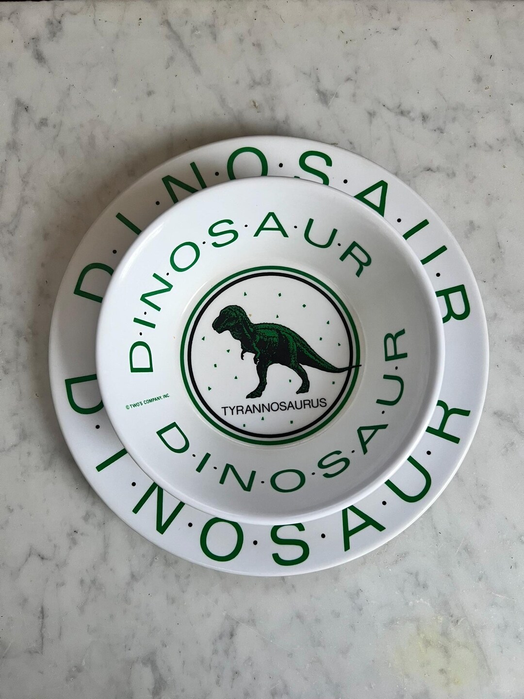 Vintage Dino Plate and Bowl Set, Stegosaurus & T. Rex - Etsy