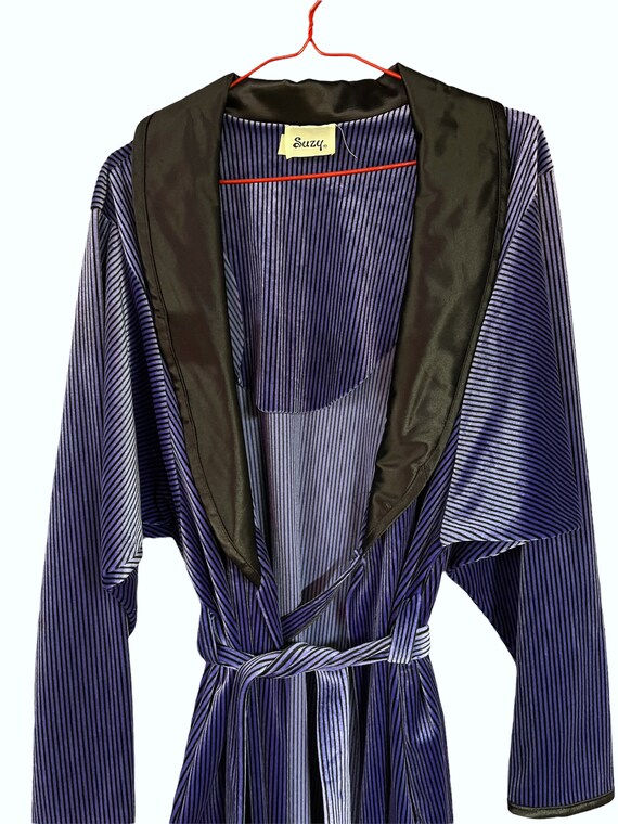 Vintage 70s Velvet Purple Pinstripe Robe - Gem