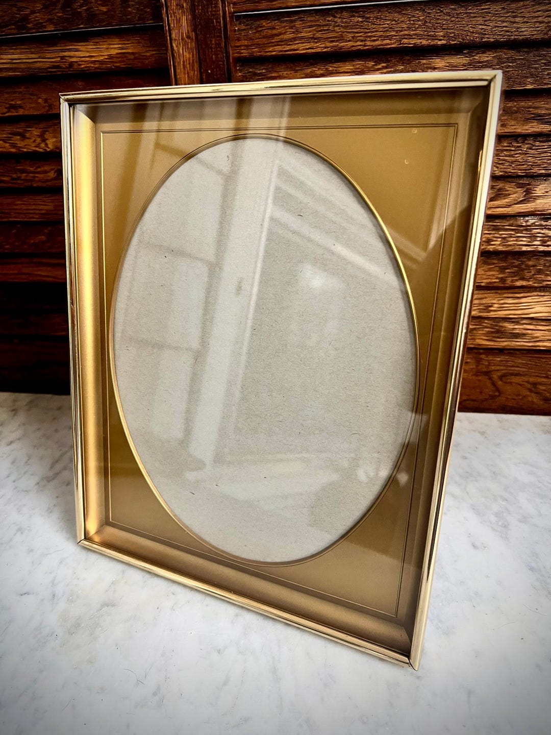 Vintage Gold 8x10 Picture Frame With Plastic Oval Mat #10 - Etsy
