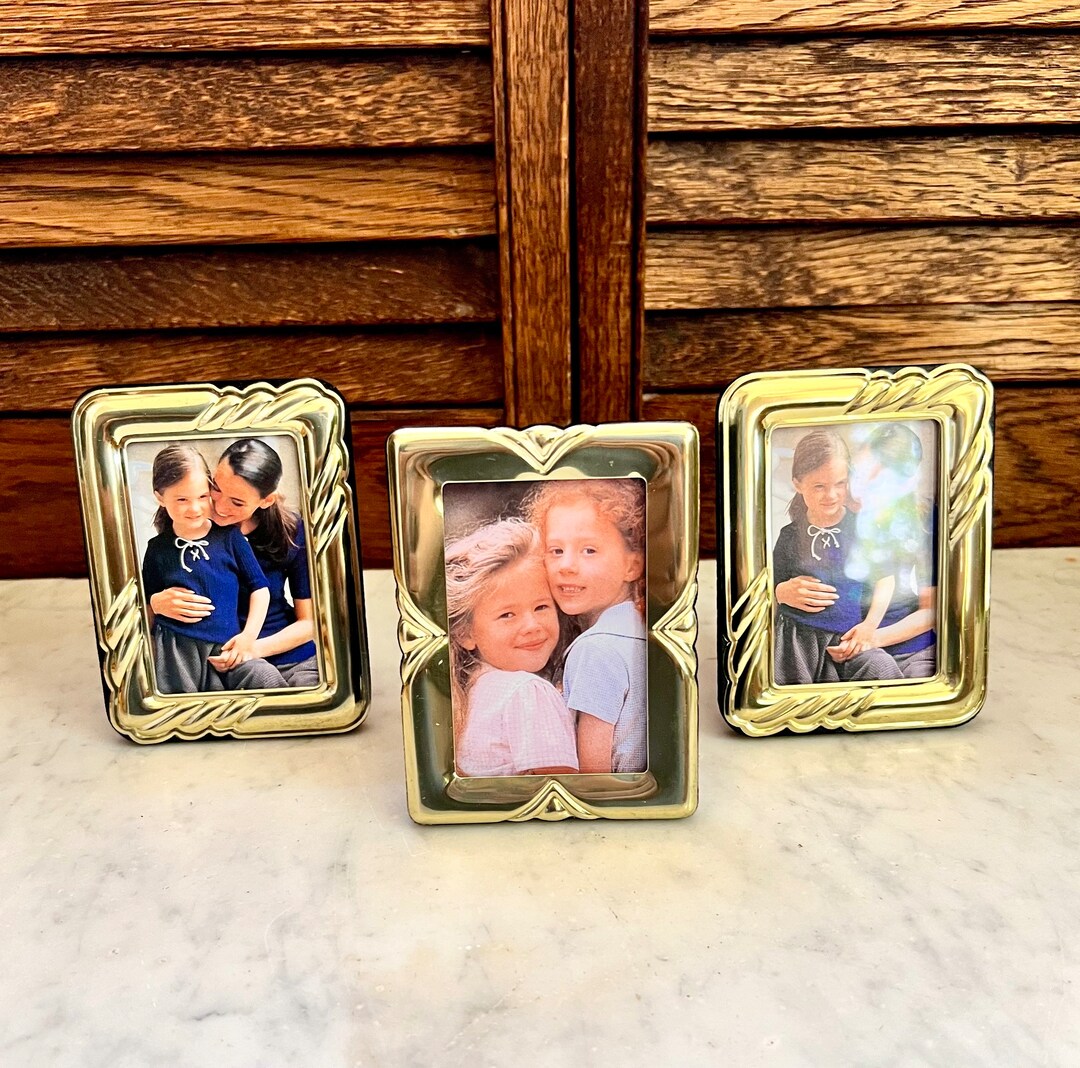 Vintage Mini Gold Brass Frame Set - Etsy