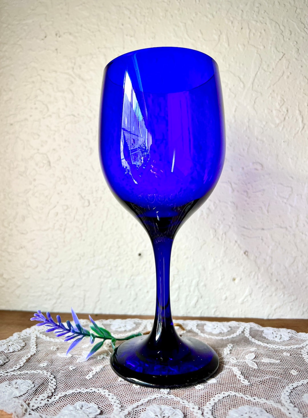 Vintage Handblown Cobalt Blue Wine Glass - Etsy