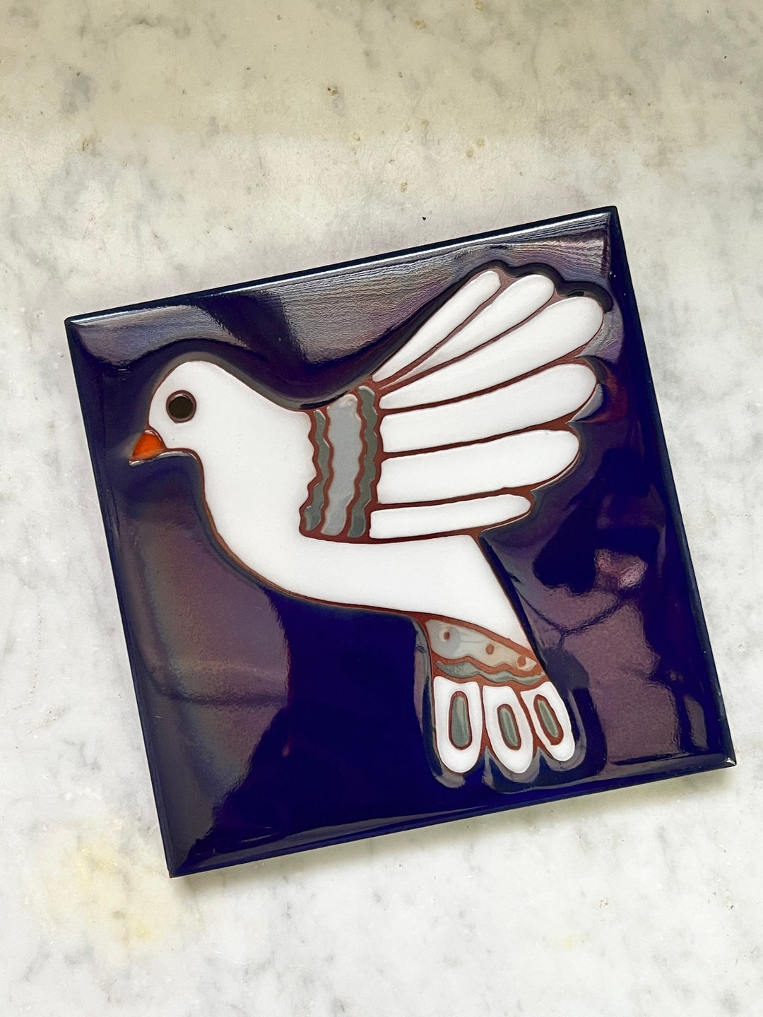 Hand Painted White Dove Tile Trivet - Etsy