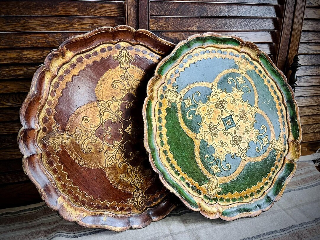 Vintage Italian Florentine Tray Set of 3 - Etsy