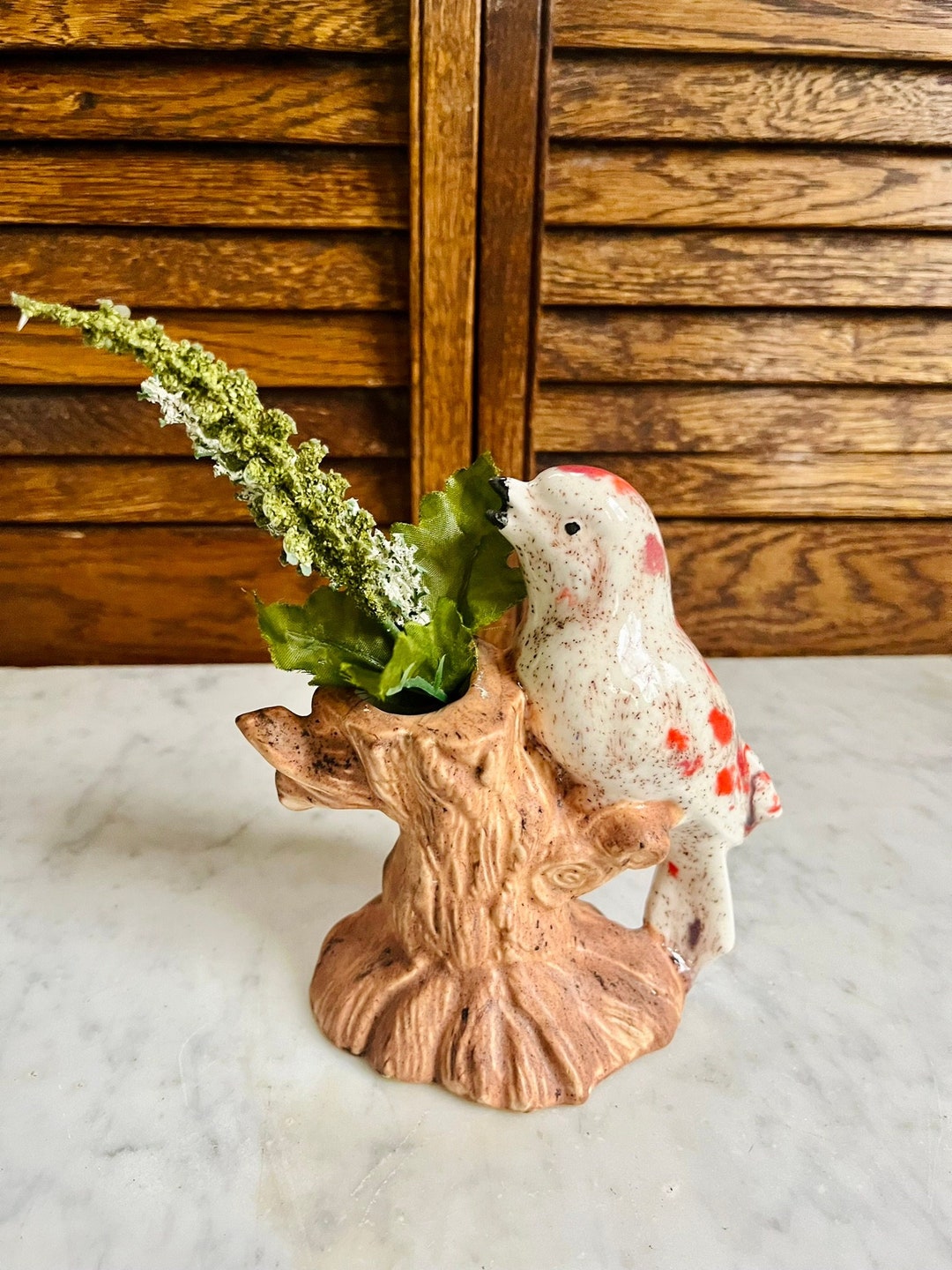 Vintage Ceramic Glazed Speckled Log Bud Vase - Etsy