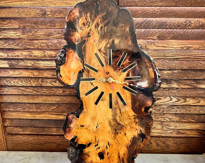Vintage Burl Wood Wall Clock - Etsy