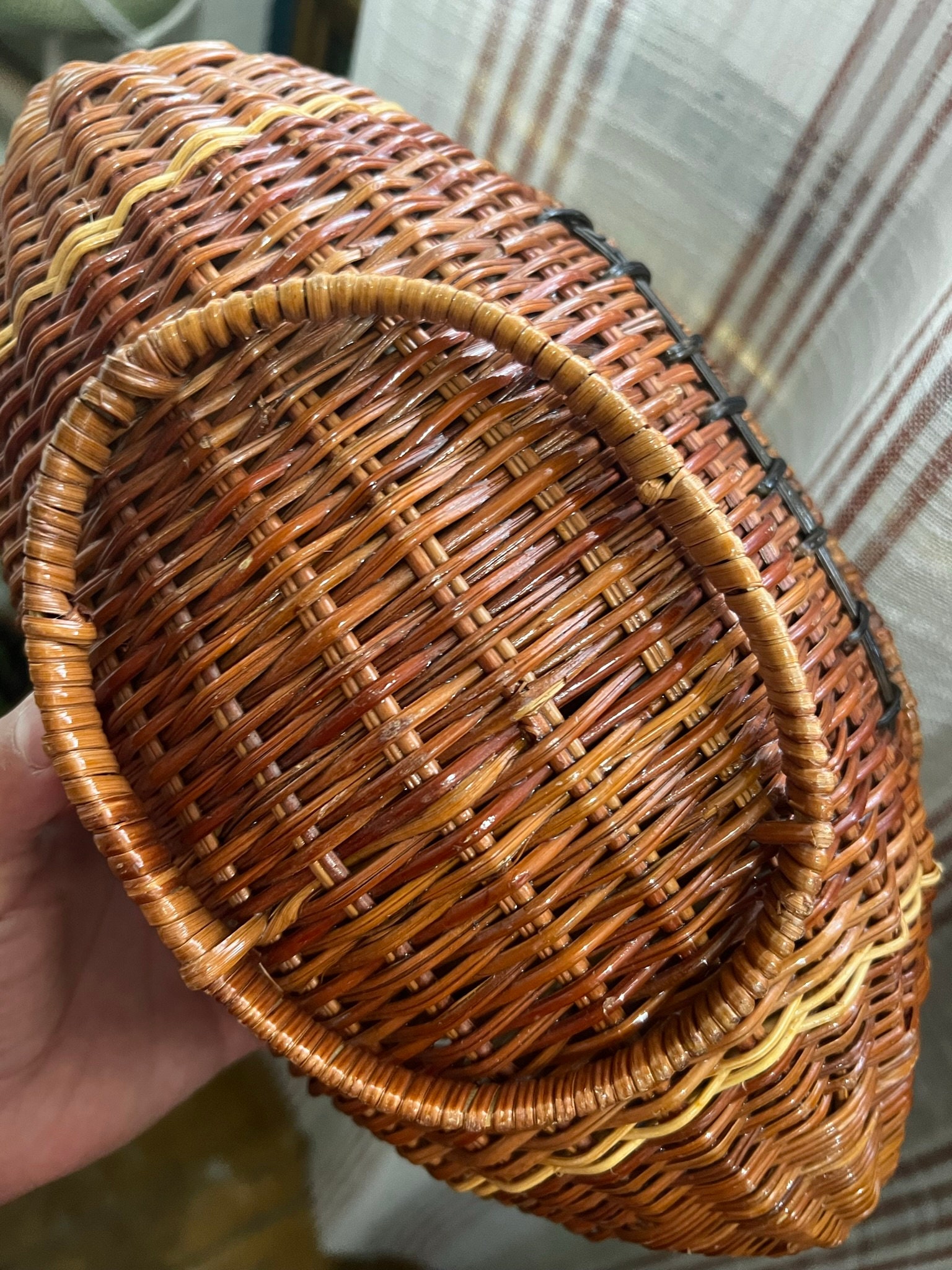 Vintage Football Shaped Rattan Basket - Etsy