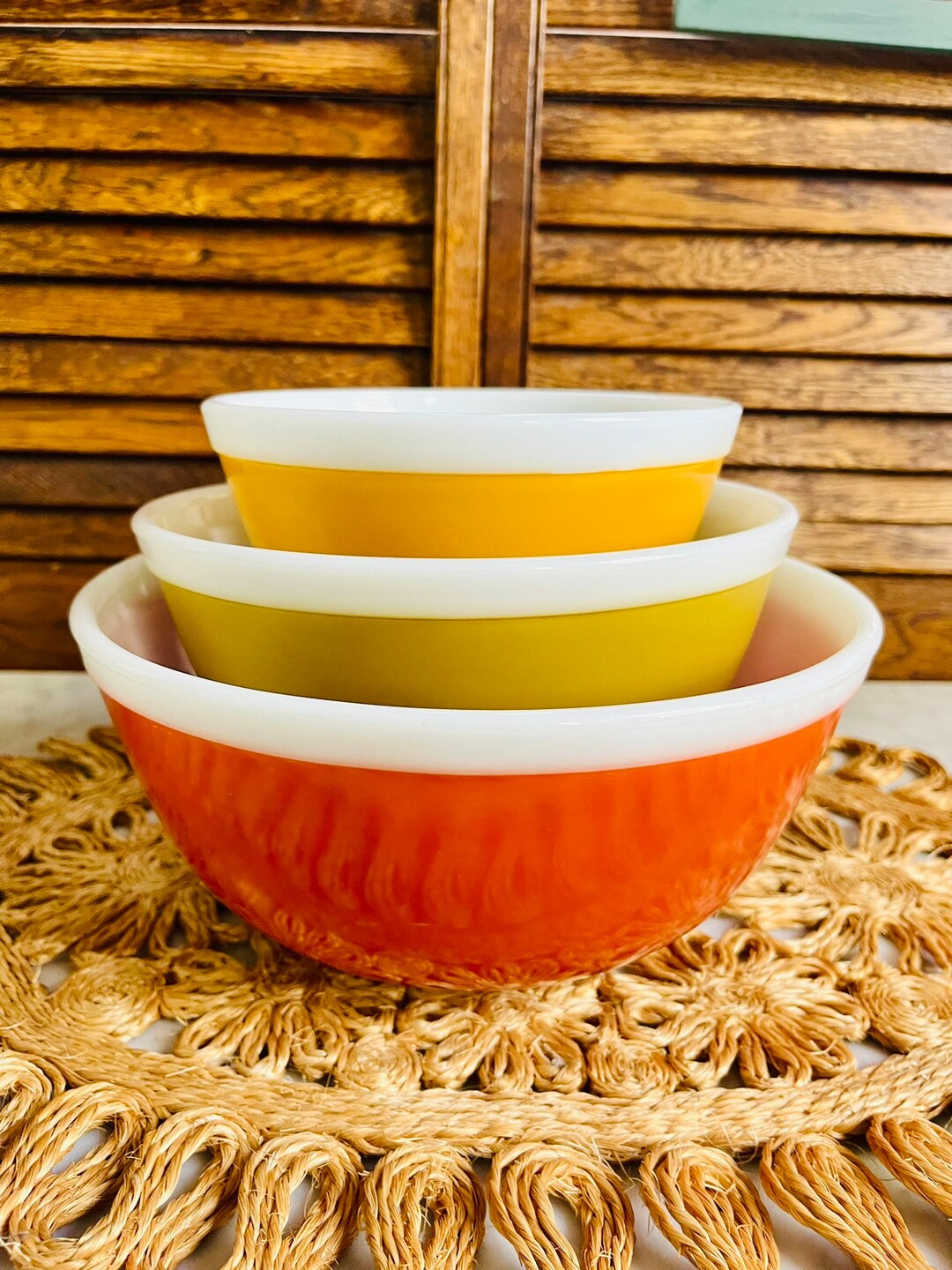 Set of 3 Vintage 1960's Pyrex Americana Fall Colors Mixing Bowls With ...