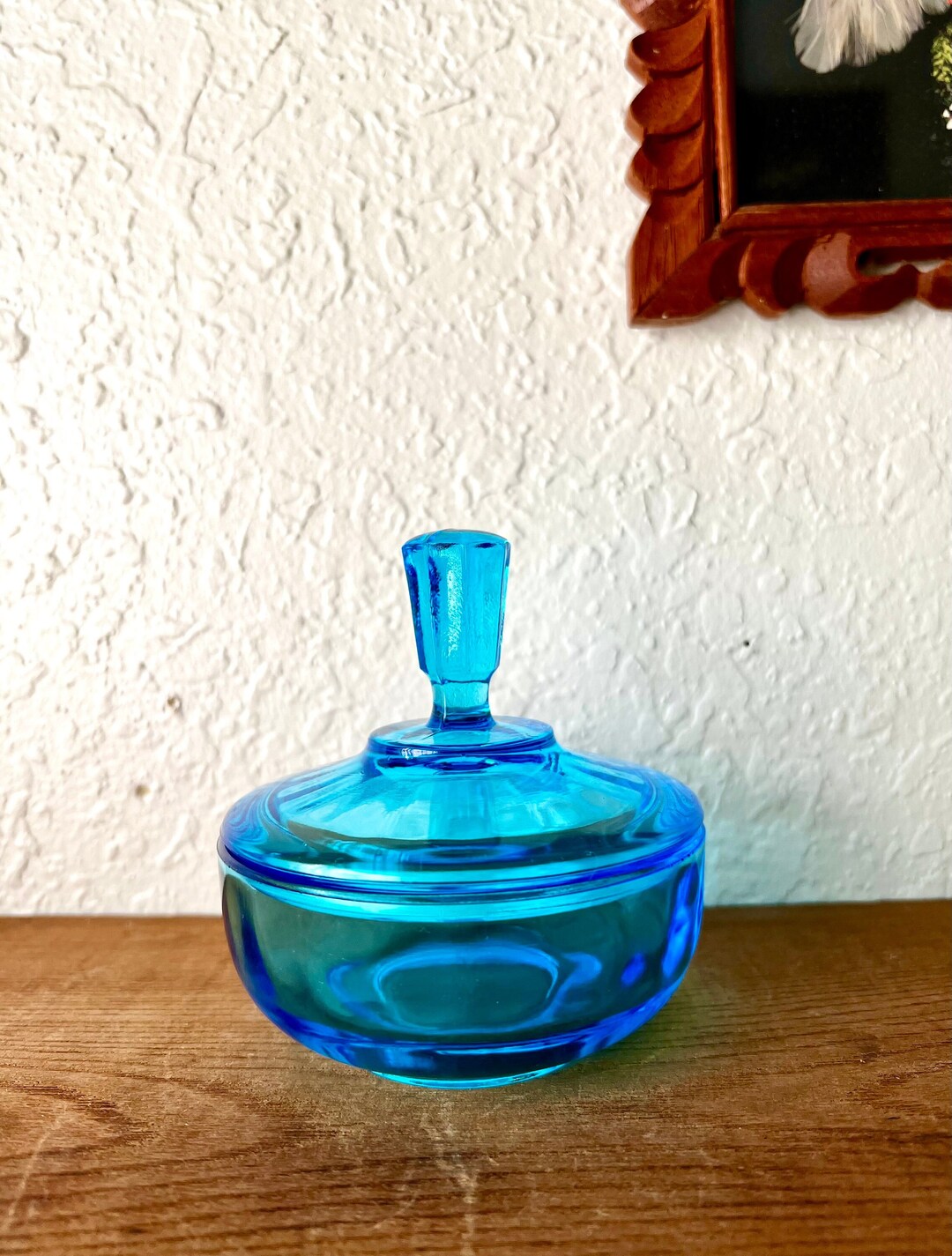 Antique New Martinsville Queen Anne Blue Art Glass Powder Puff Box - Etsy
