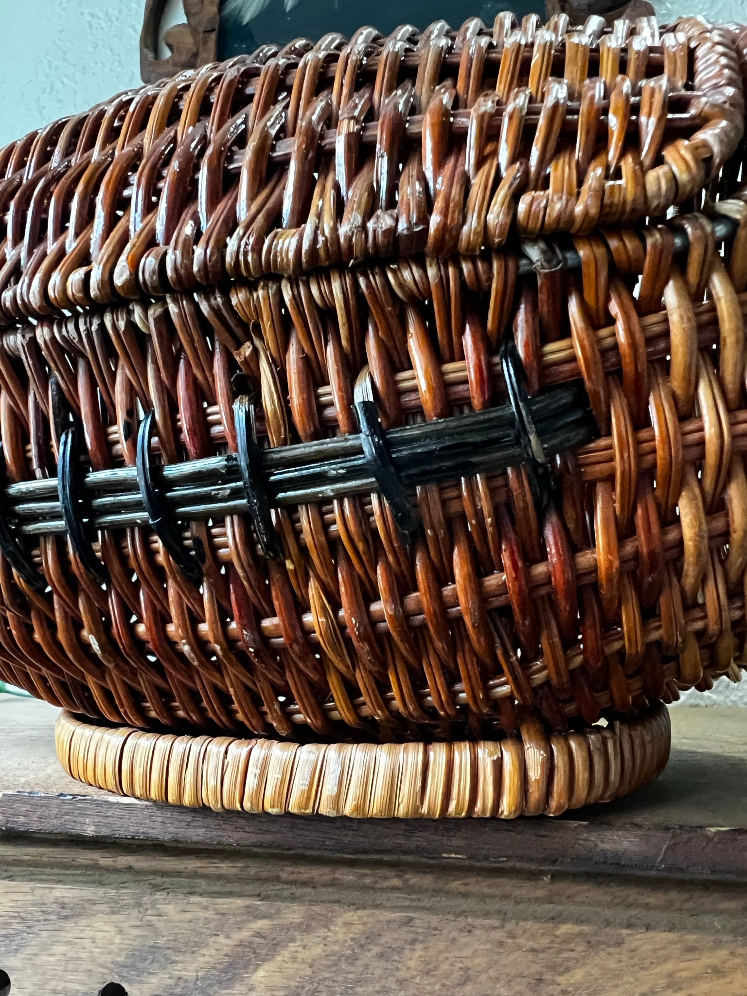 Vintage Football Shaped Rattan Basket - Etsy