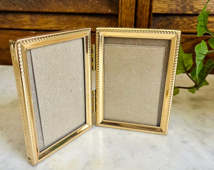 Vintage Mini Brass Braided Bi-fold Frame - Holds 2.5x3.5" Photo - 111 ...
