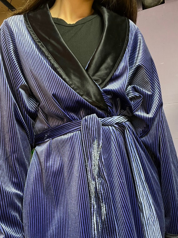 Vintage 70s Velvet Purple Pinstripe Robe - Gem
