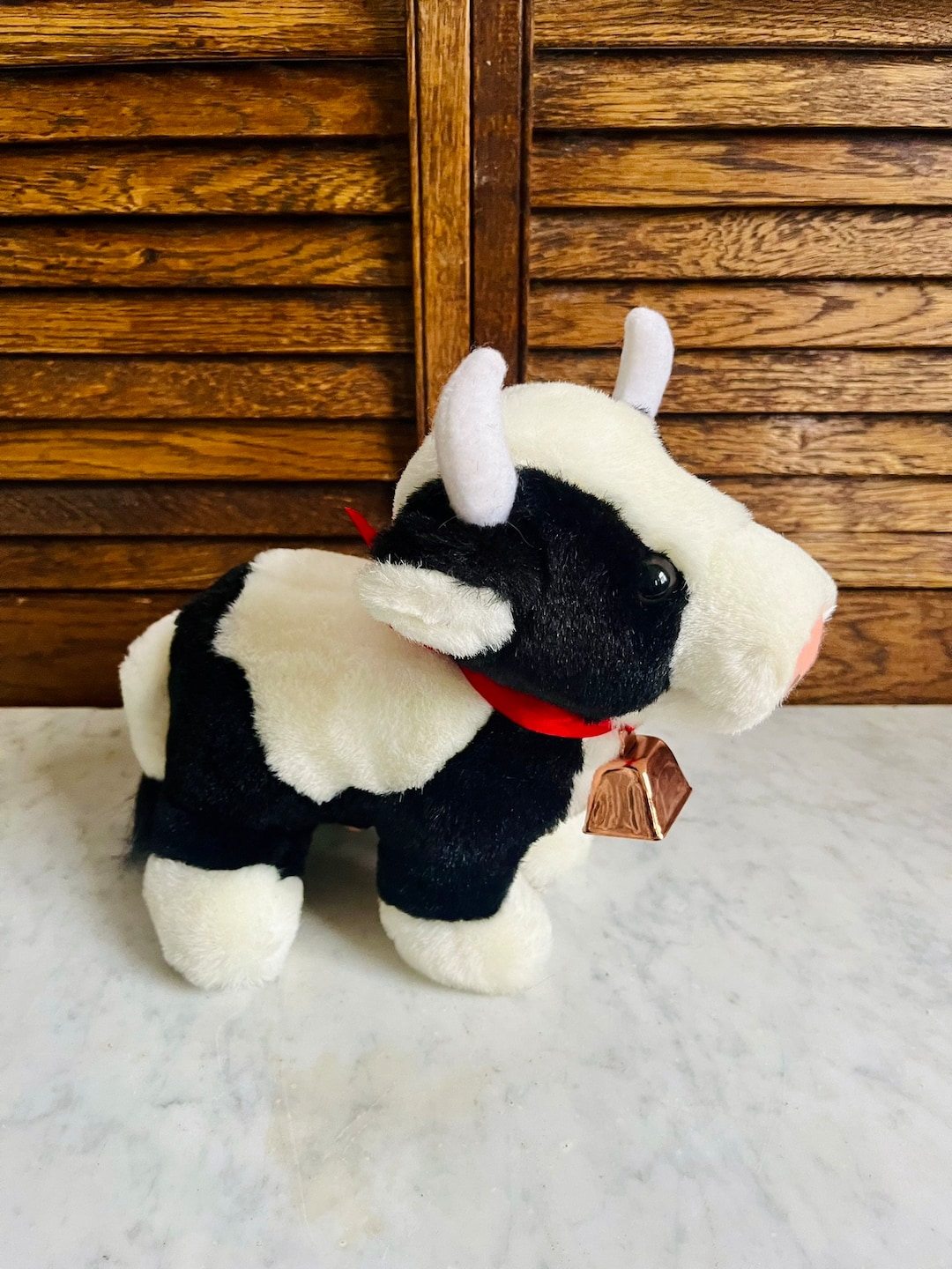 Vintage Cow Stuffed Animal With Cowbell Collar Collectible Plush Toy - Etsy