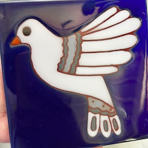 Hand Painted White Dove Tile Trivet - Etsy
