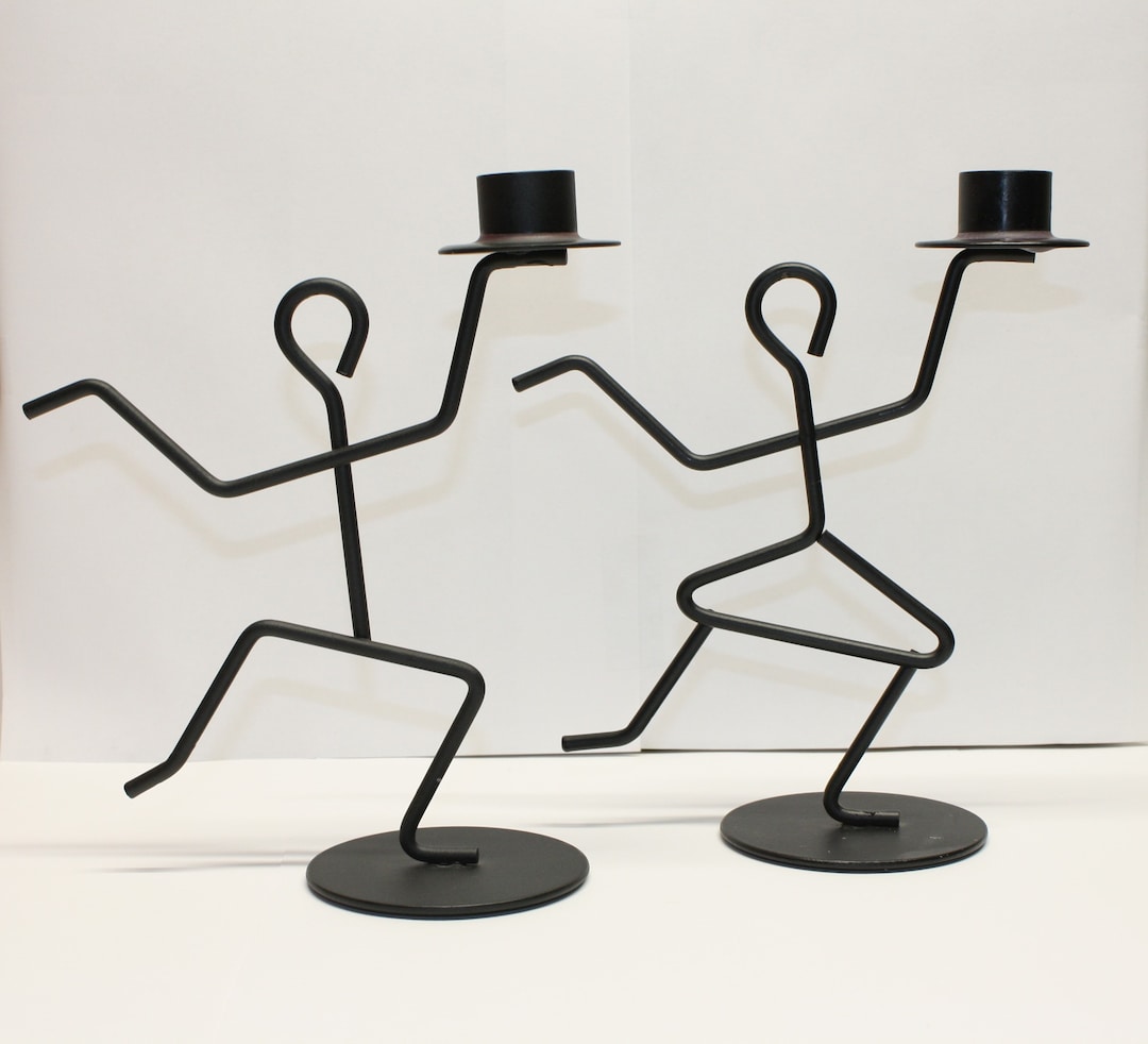 Vintage MCM Stickman Candle Holders 2 - Etsy