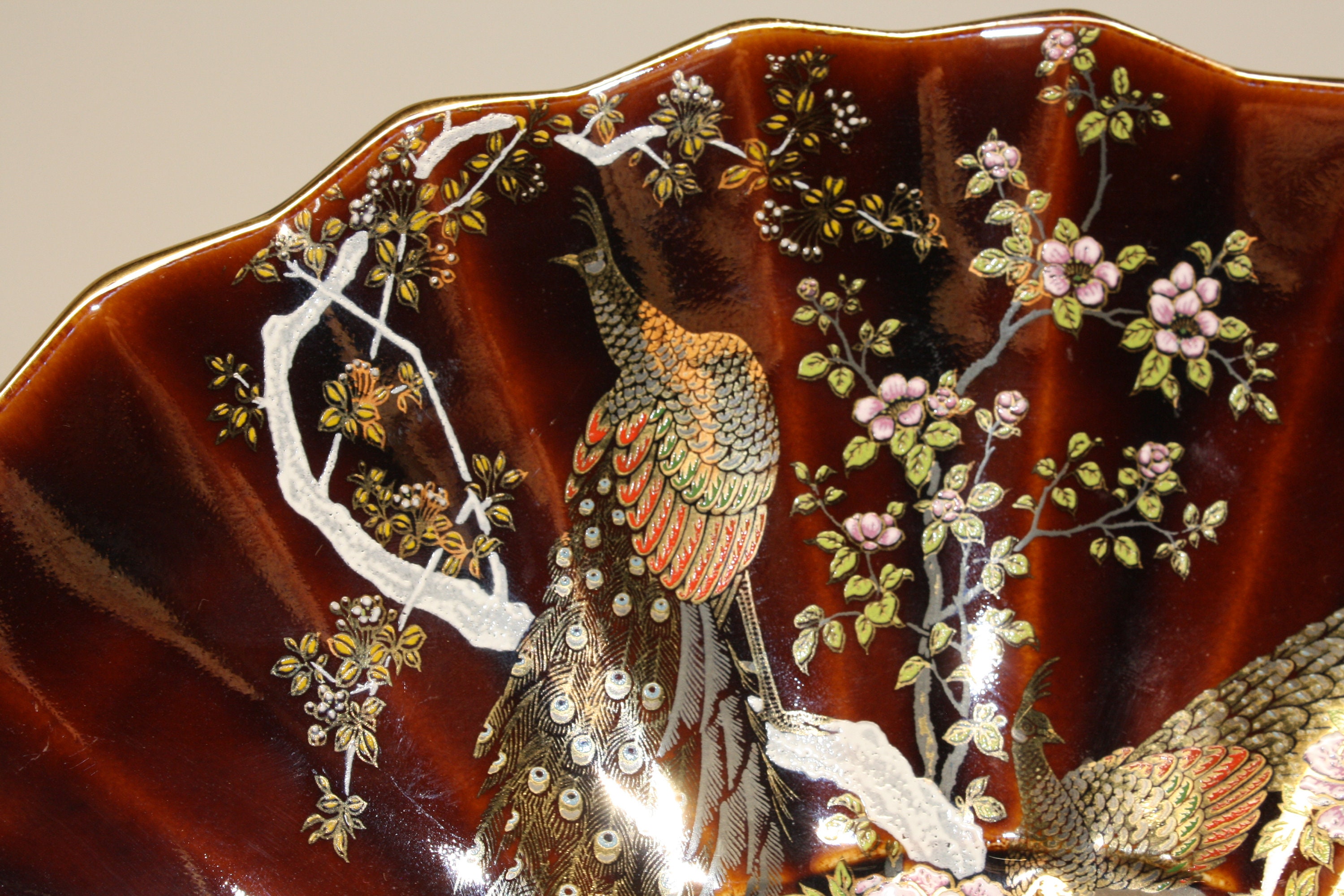 Vintage Peacock Fan Dish - Etsy