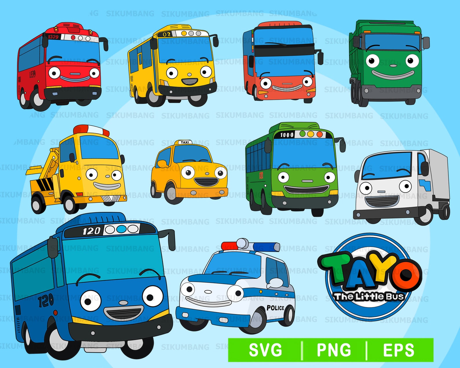 Tayo the little bus Bundle Tayo the little bus SVG PNG | Etsy