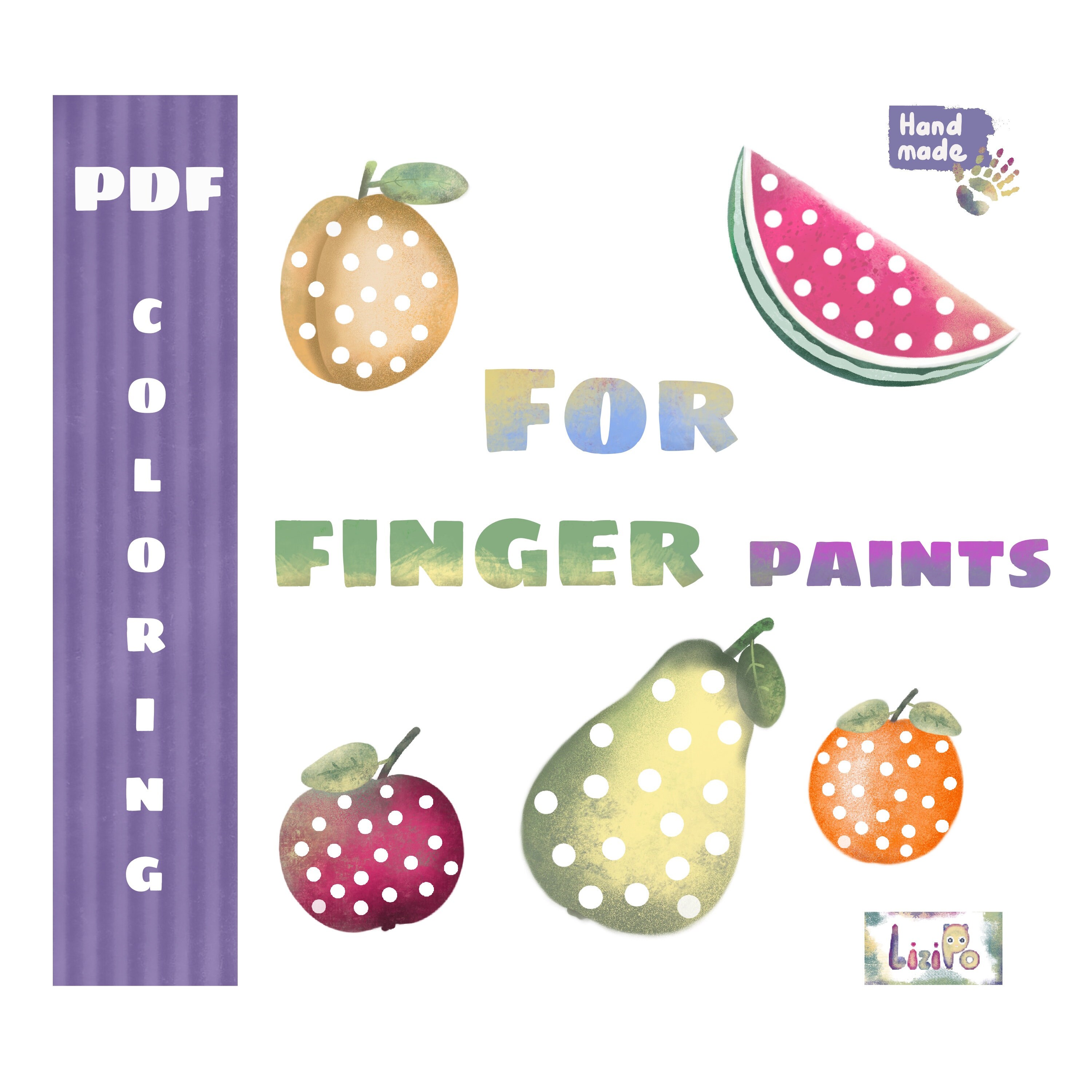 Coloring pages for finger paints. PDF. | Etsy