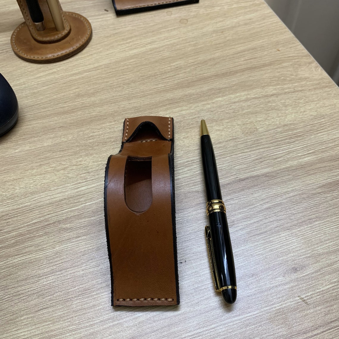 Leather Fountain Pen Stand Leather Pen Holder Leather Desk - Etsy