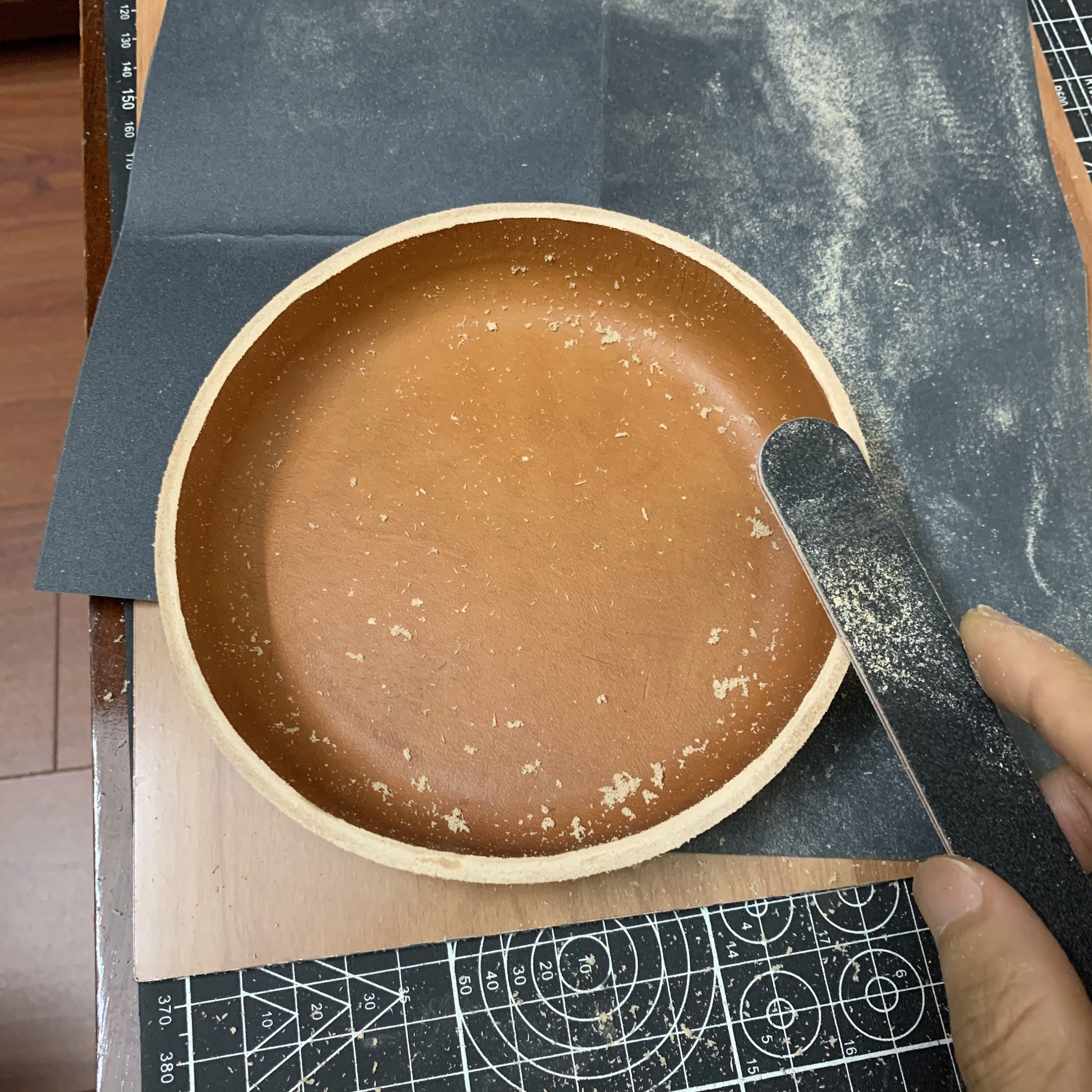 Round Leather Valet Tray Desk Organizer Leather Tray for | Etsy