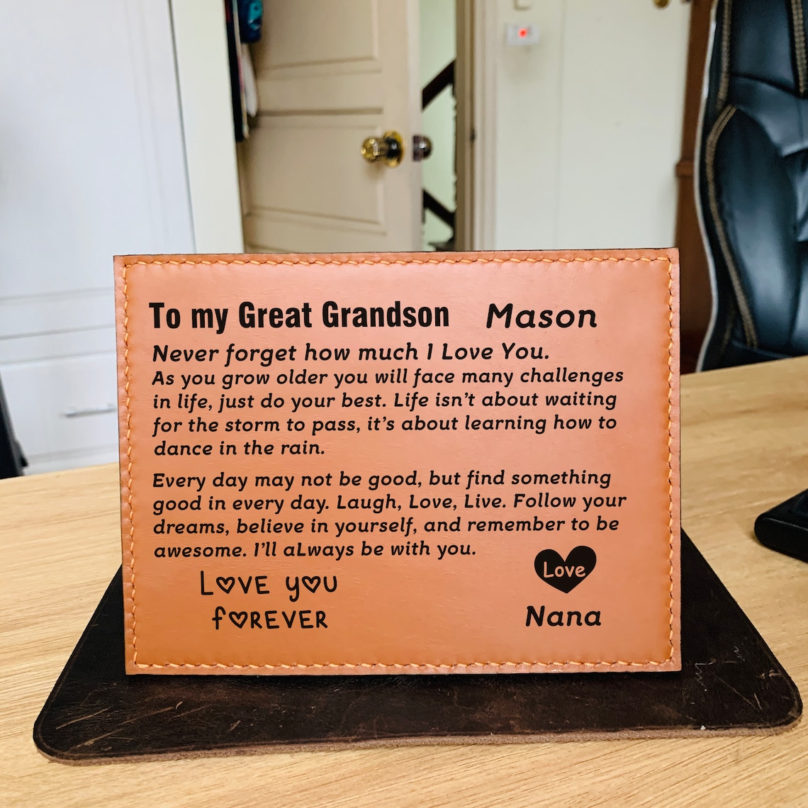 To My Great Grandson Love You Forever Personalized Leather Frame Gift ...