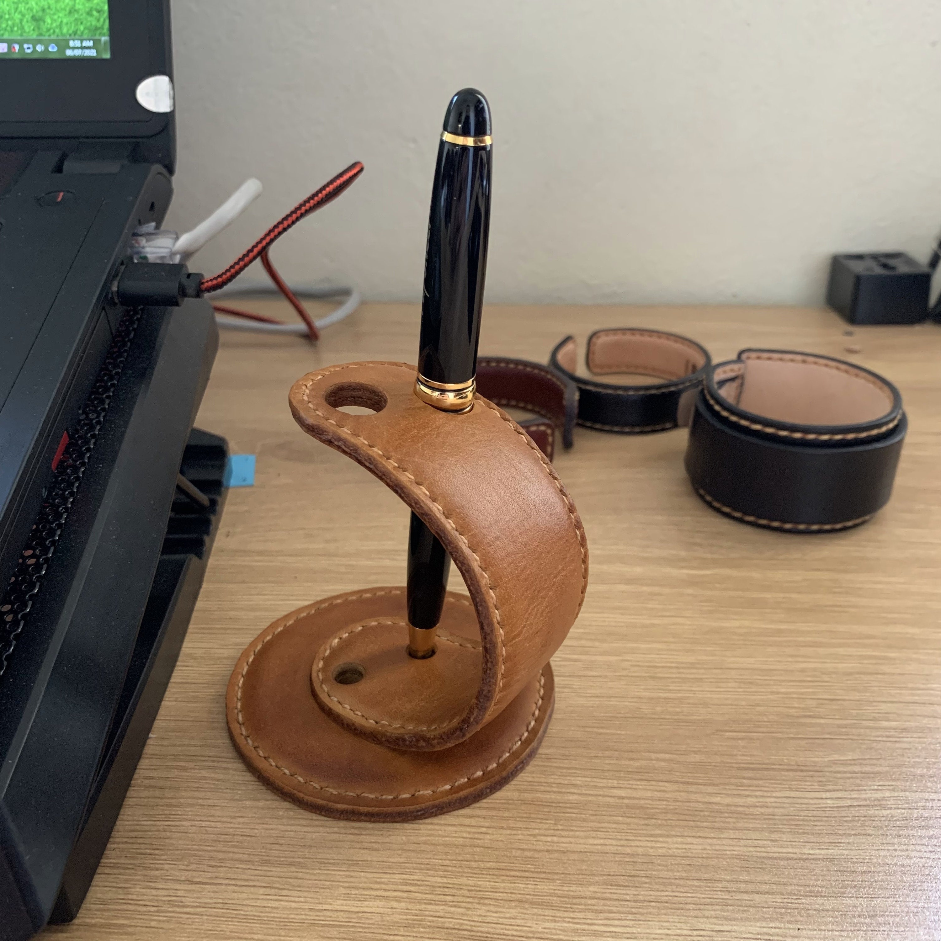 Leather Desk Pen Holder, Leather Pen Stand for Desk, Gift for Boss ...