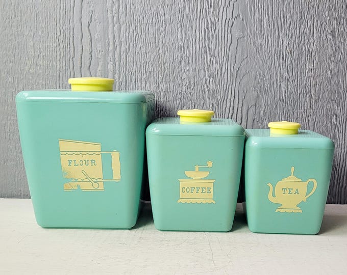 Retro Kitchen Canisters, Set of Four, Burroughs Mfg Corp - Etsy