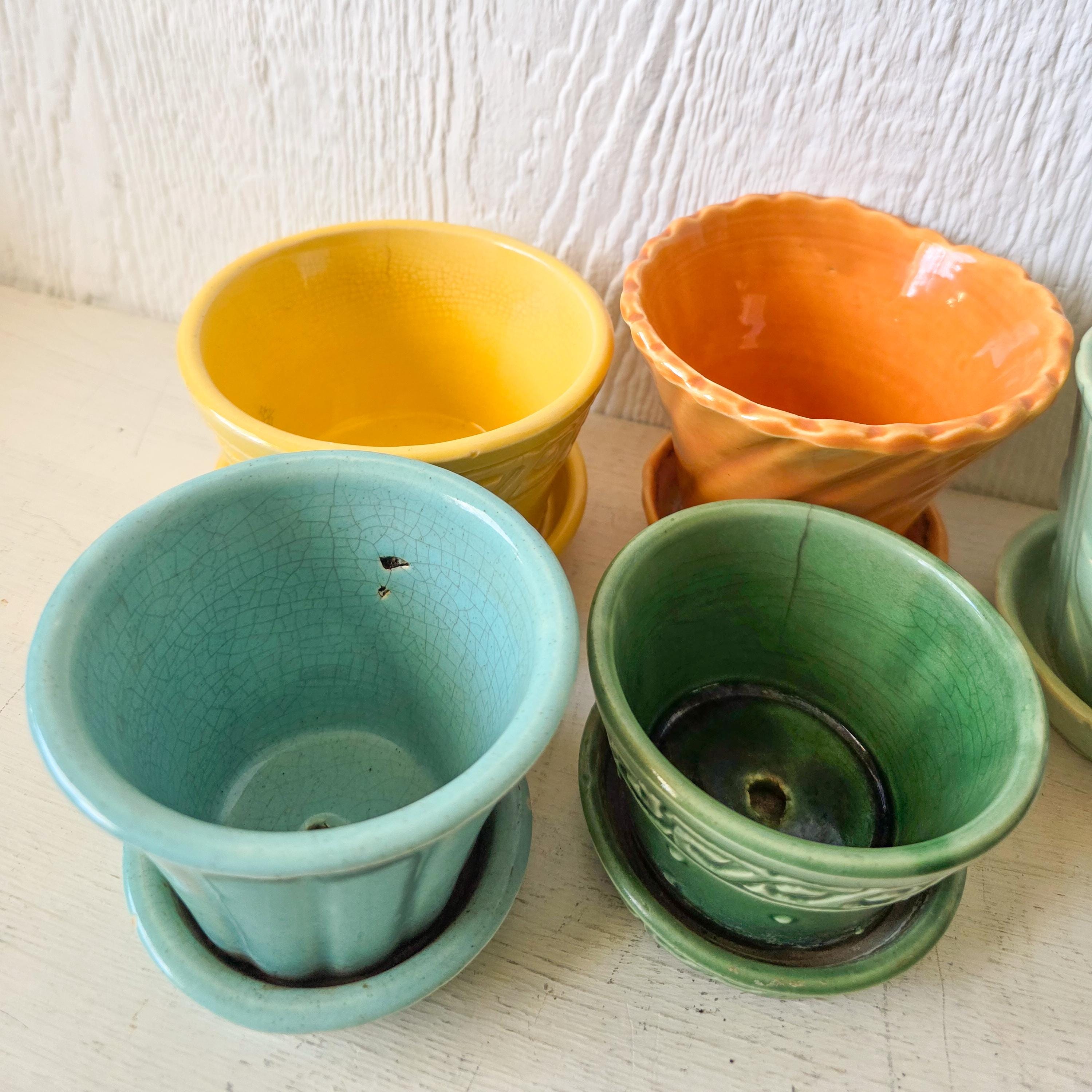 Small Pastel Ceramic Flower Pot and Saucers, Mccoy Pottery, Your Choice ...