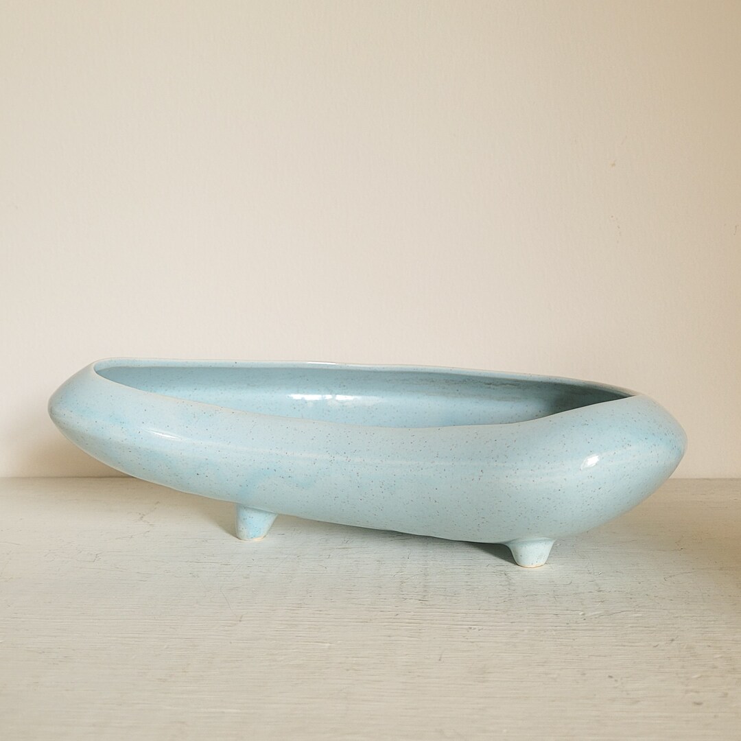 Brush Pottery Baby Blue Kidney Bean Shaped Planter - Etsy