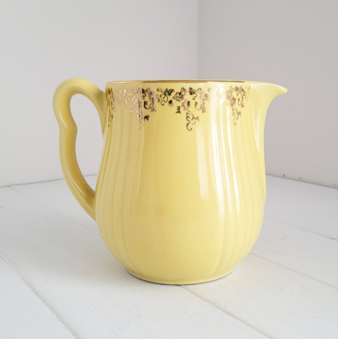 Yellow Hall Pitcher With Gold Filigree Trim, Hall's Gold Label ...
