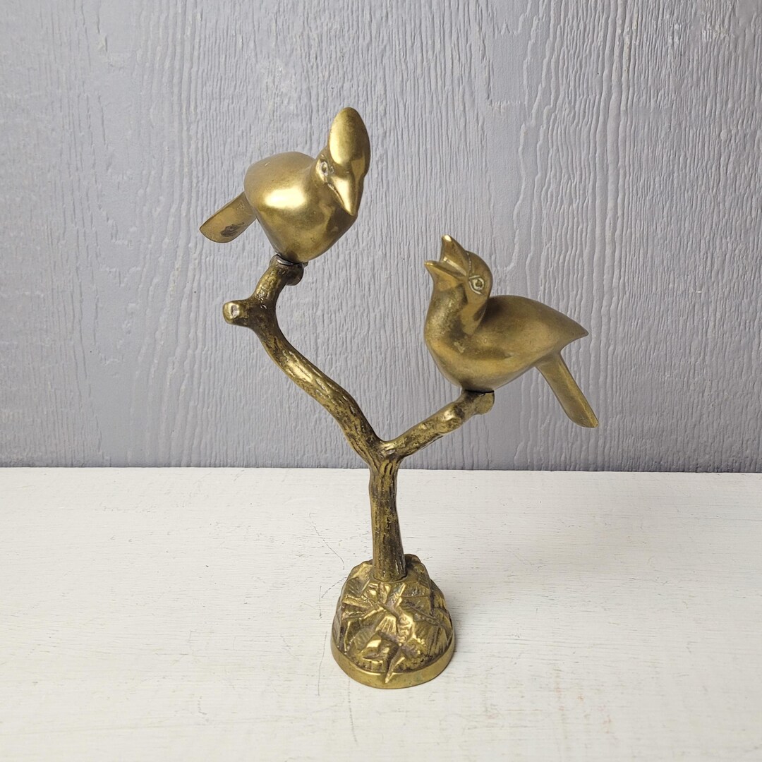 Two Birds in a Tree Brass Sculpture - Etsy