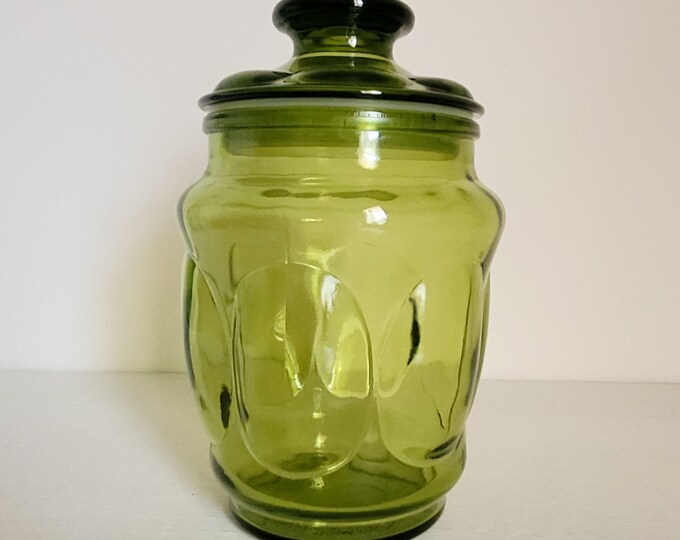 LE Smith Avocado Green Bubble Jar With Lid - Etsy