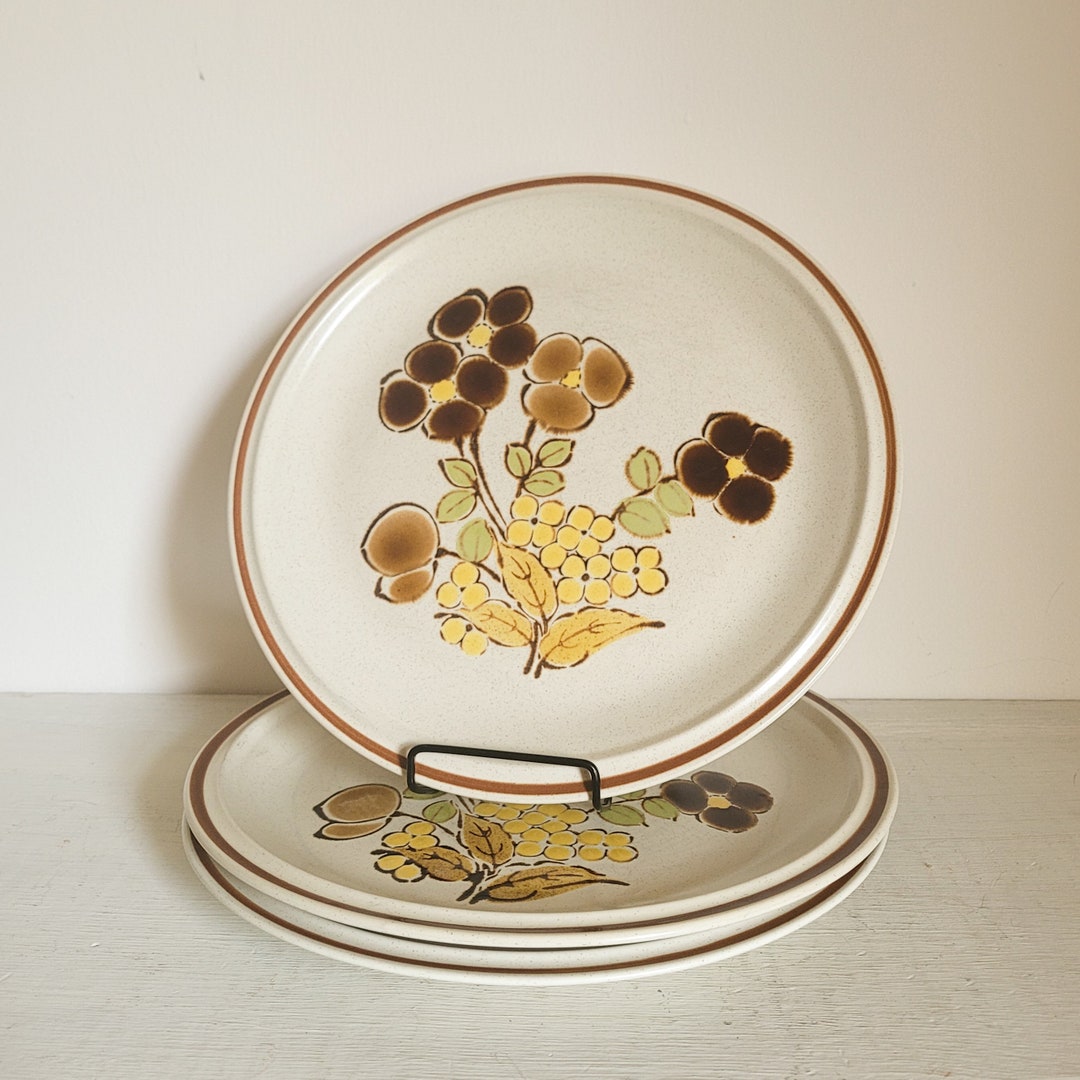 Floral Expressions Ceramic Dinner Plates, Set of 3 - Etsy
