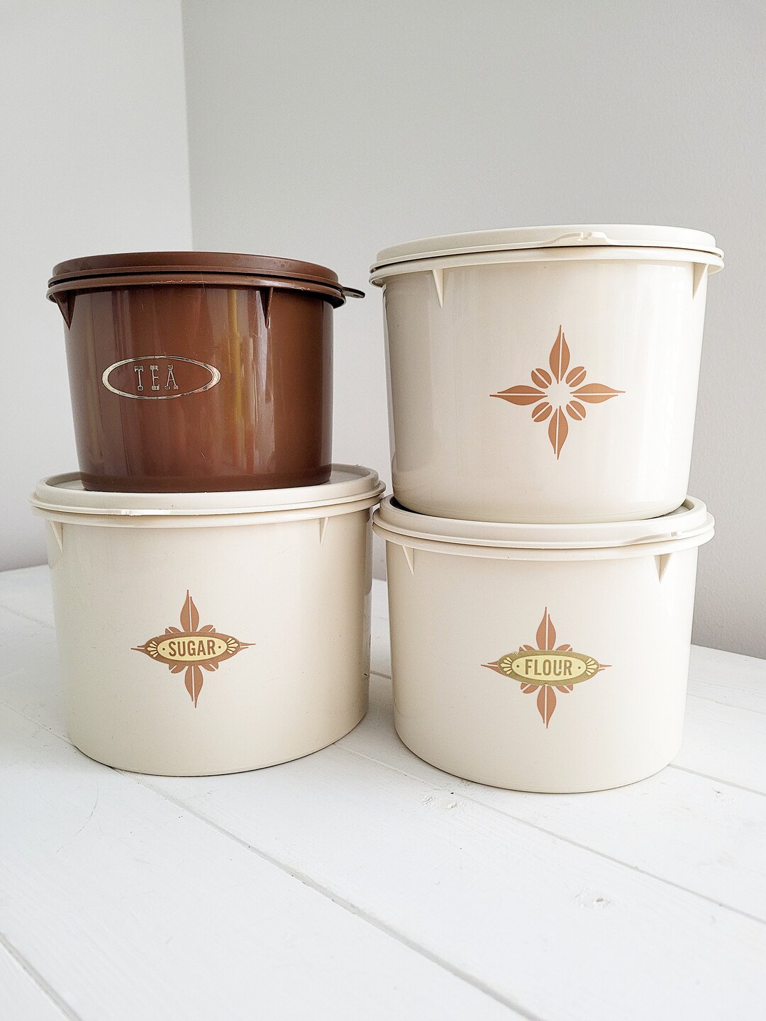 Vintage Tupperware Canisters With Lids: Flour, Sugar, Tea Set - Etsy